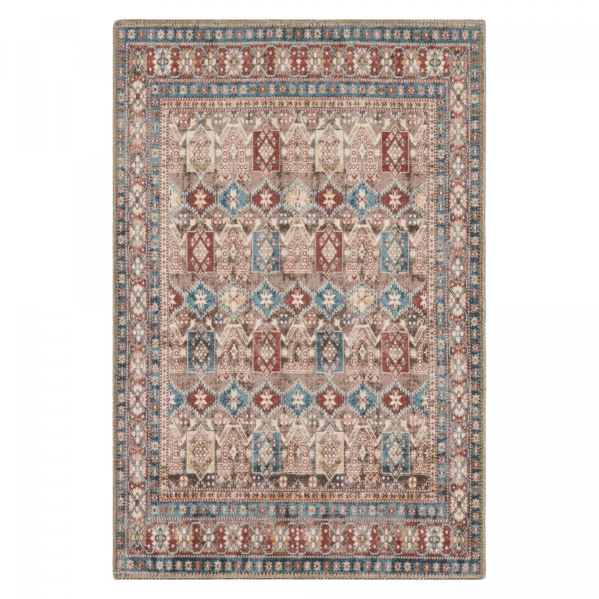 Tapis orient 67x100 rectangle rouge et bleu tissé motif classique ...