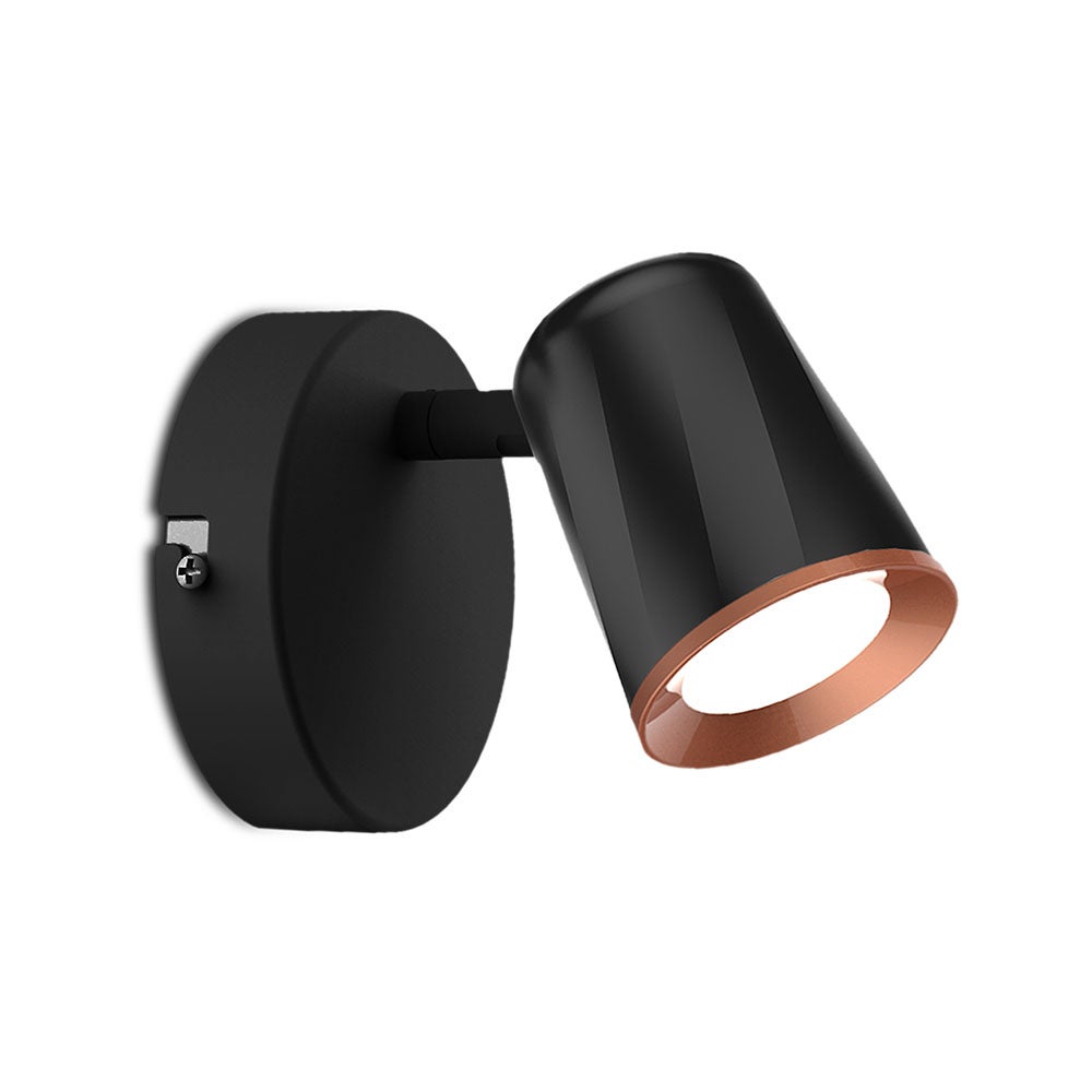 Spot Mural LED 6W Ã TÃªte Inclinable Couleur Noire 3000K IP20 | Leroy ...