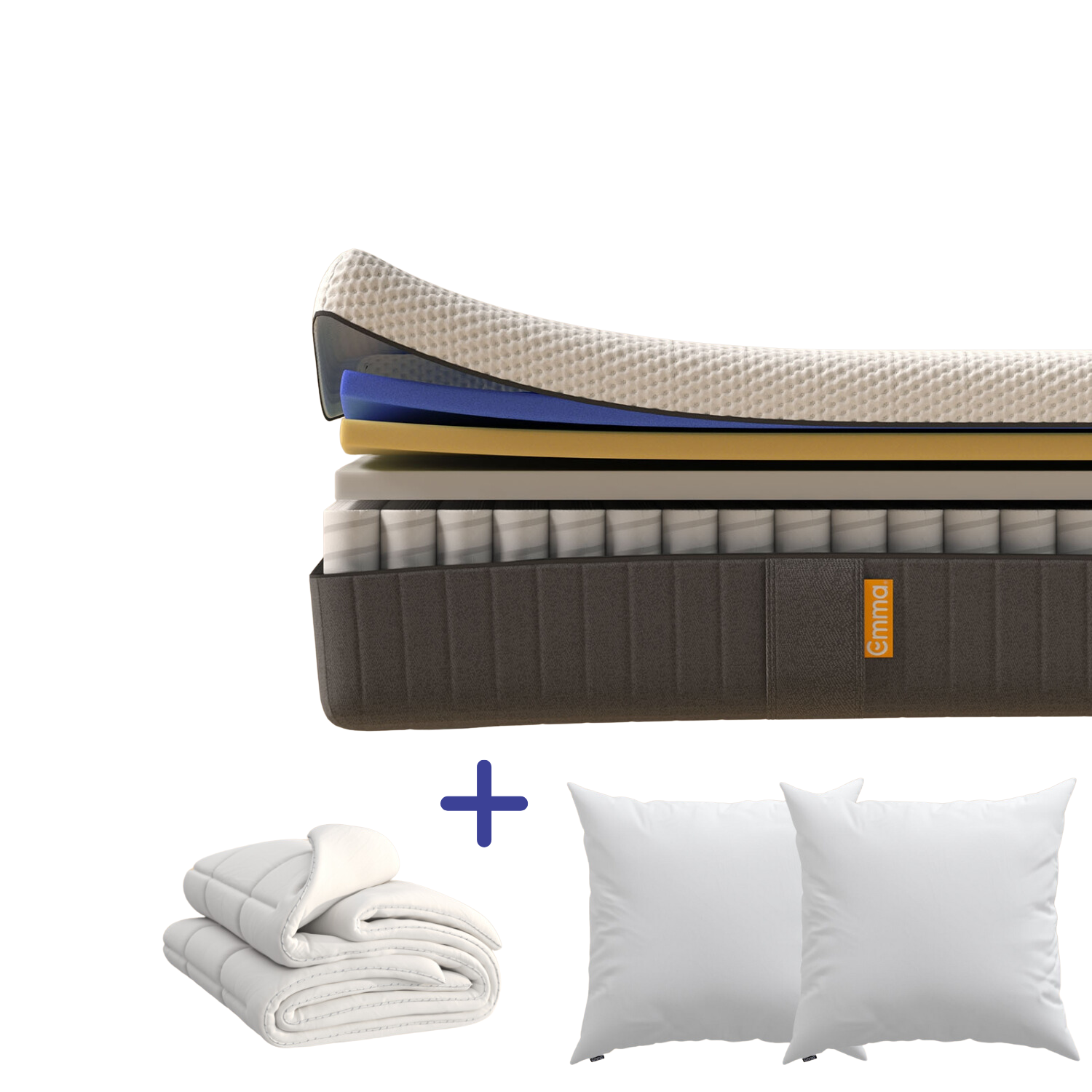 EMMA | Pack Matelas Hybride II 180x200 + 2 Oreillers Nuage Essentiel ...