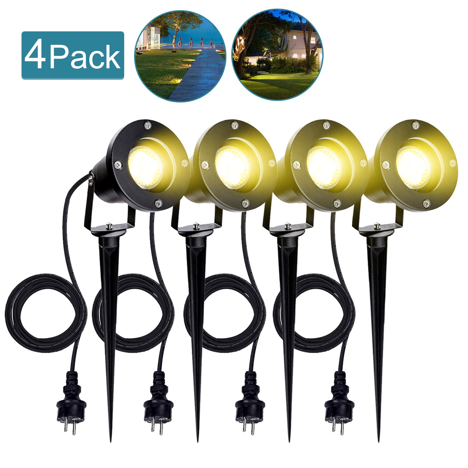4X Spot de jardin LED spot extérieur LED blanc chaud IP65 lumière de ...