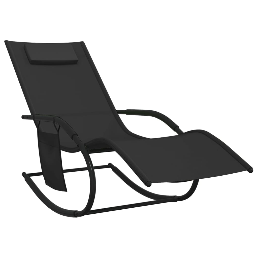 Chaise à bascule en acier et textilène noir – ComfortXL | Leroy Merlin