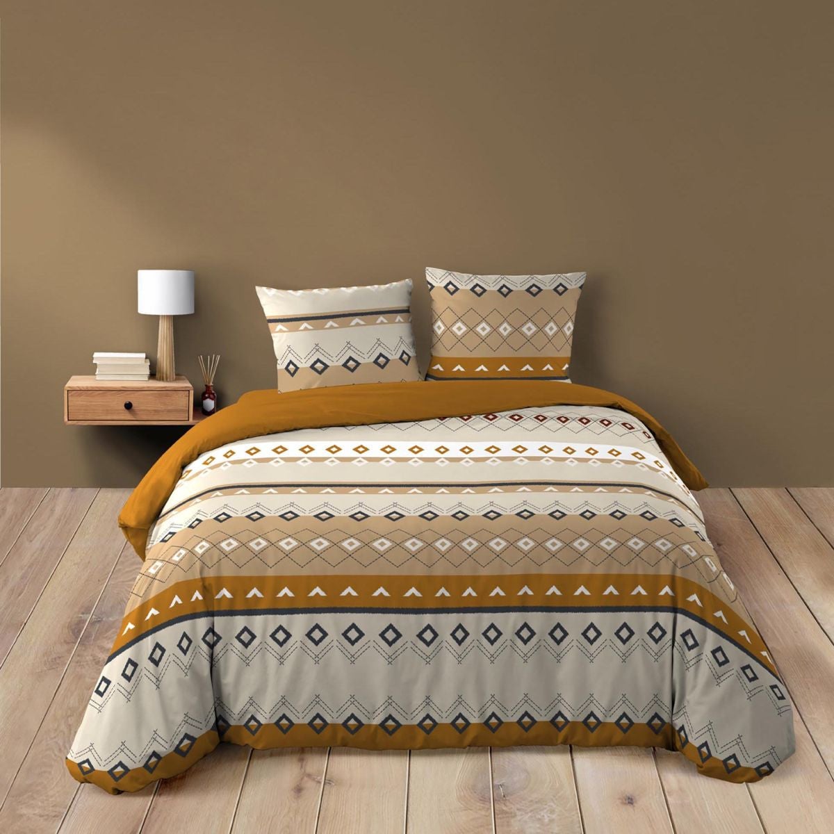 Parure de Lit 3 Pièces "Xena" 260x240cm Beige | Leroy Merlin