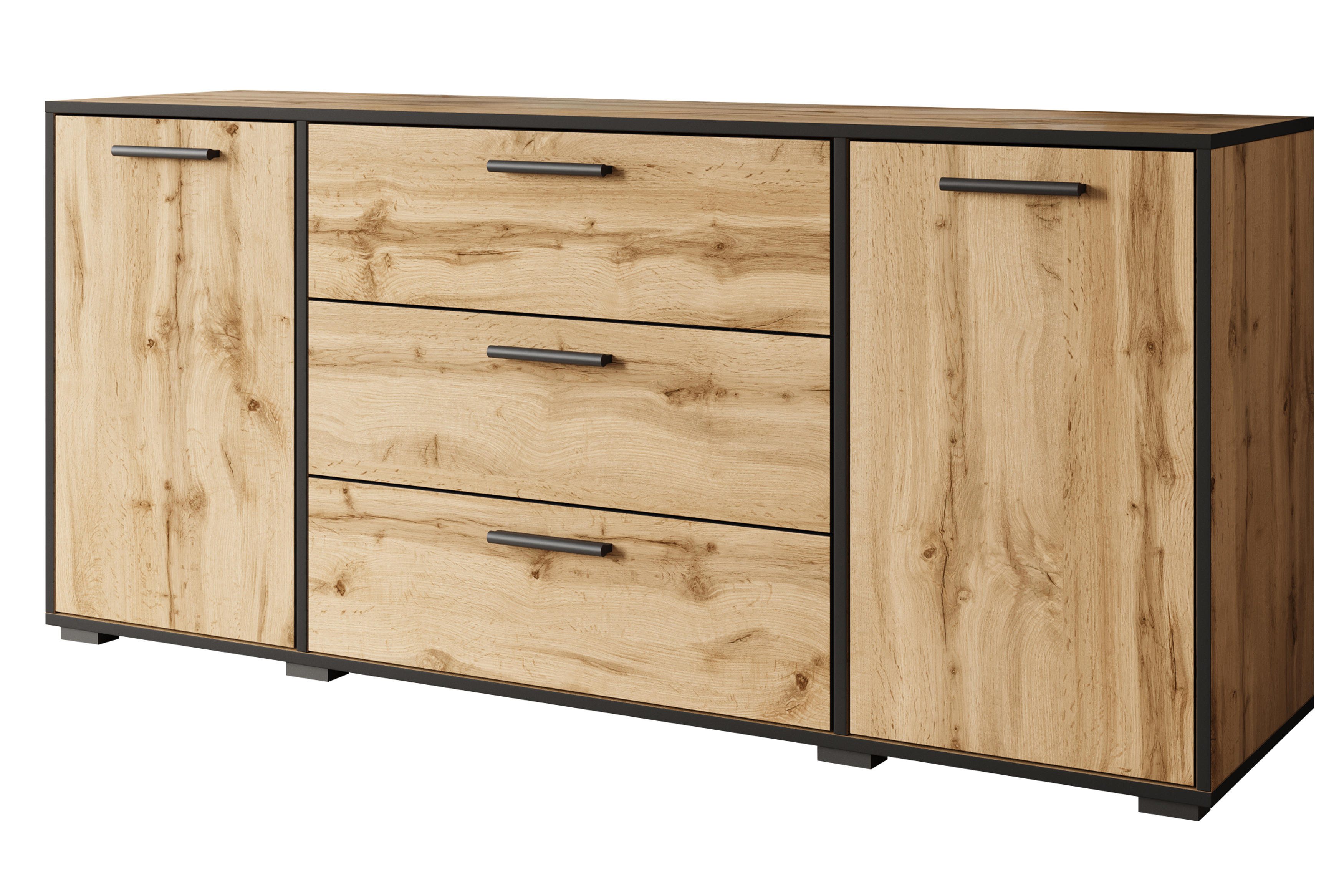 Minio go for it, Commode TOGA, 150 cm, Wotan chêne et couleur noire | Leroy Merlin