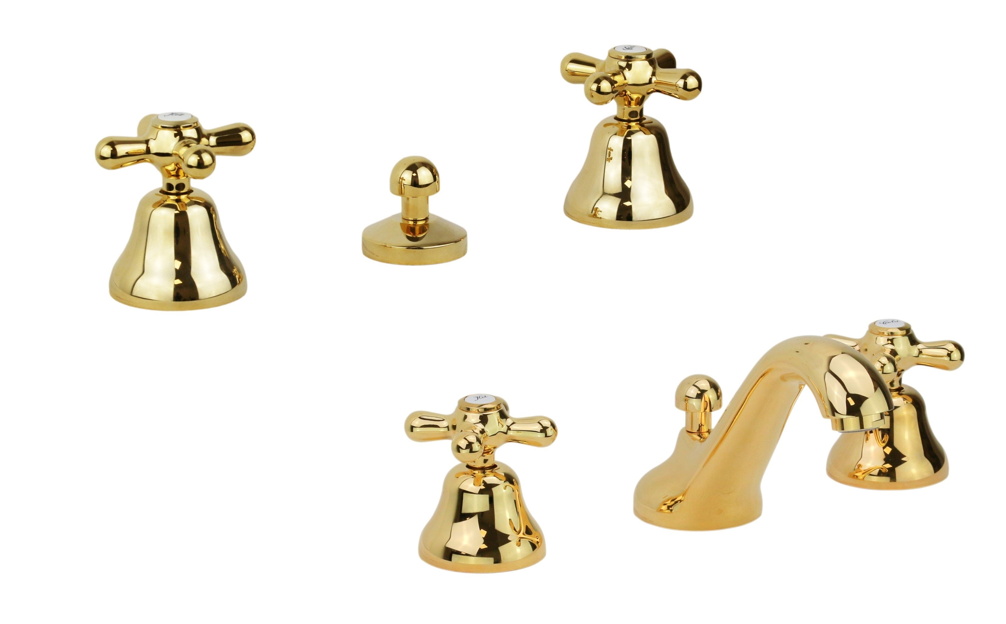 Robinetterie pour lavabo et bidet à trois trous en or brillant Gattoni ...