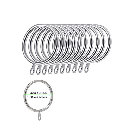 Lot de 50 anneaux de rideau en métal pour rideaux et tringles, 38 mm de ...