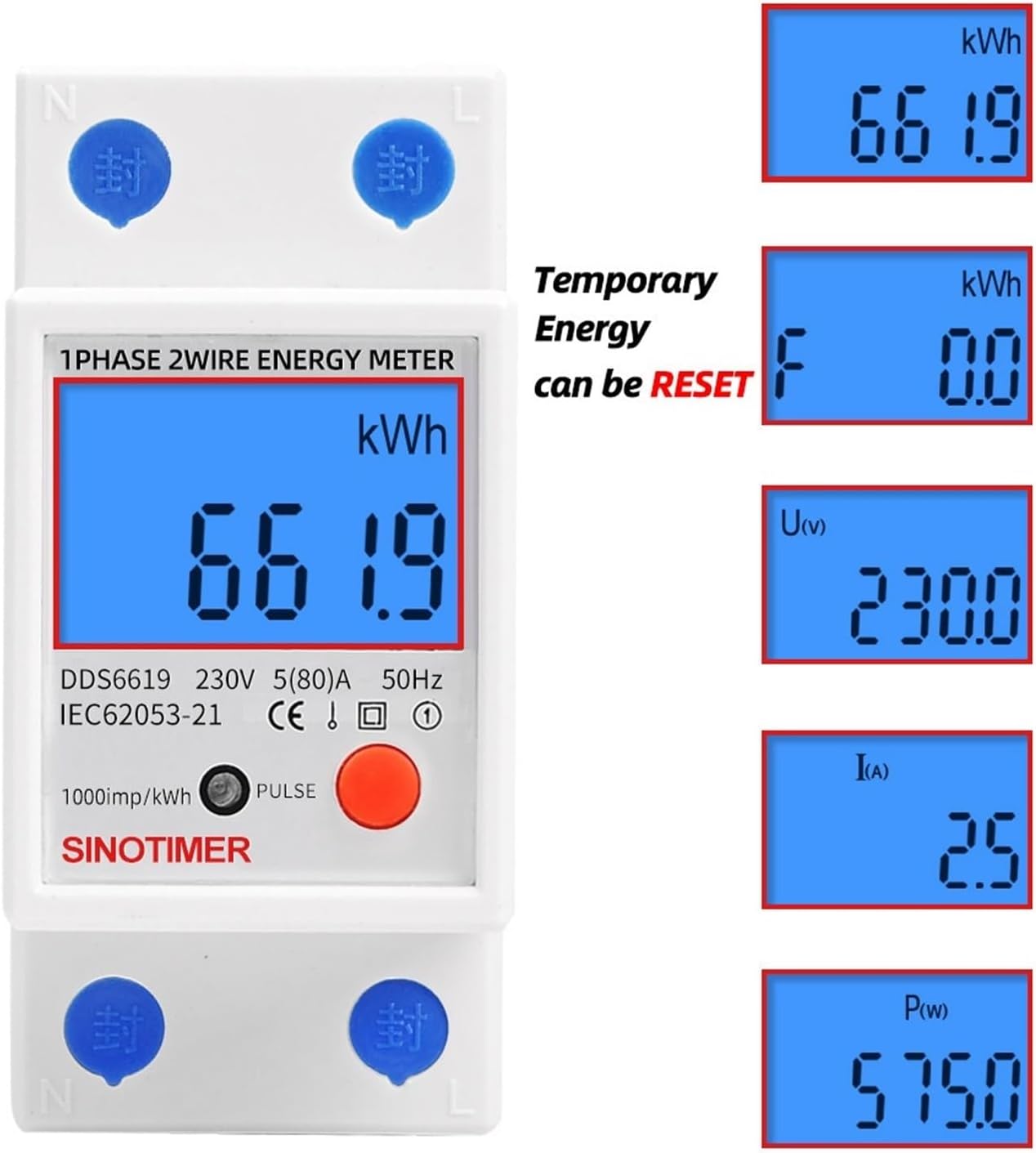 Sous compteur électrique monophasé 45A – Certifié MID – Affichage LCD ...