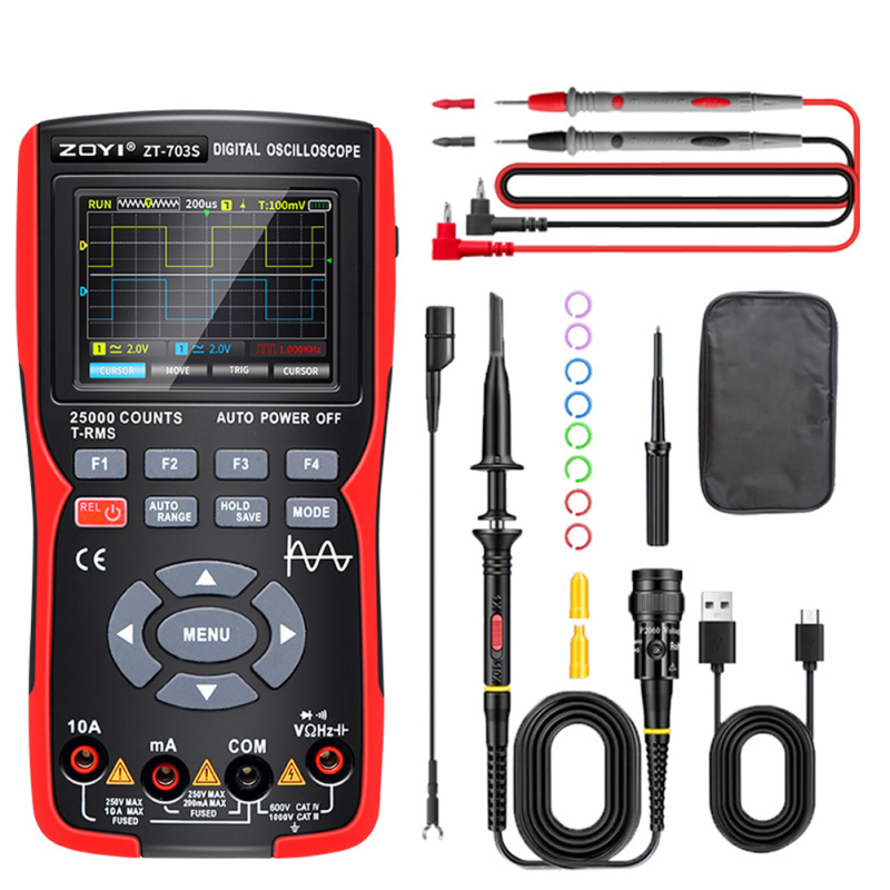 Oscilloscope numérique portable ZT703S 50 MHz (configuration standard 3 ...