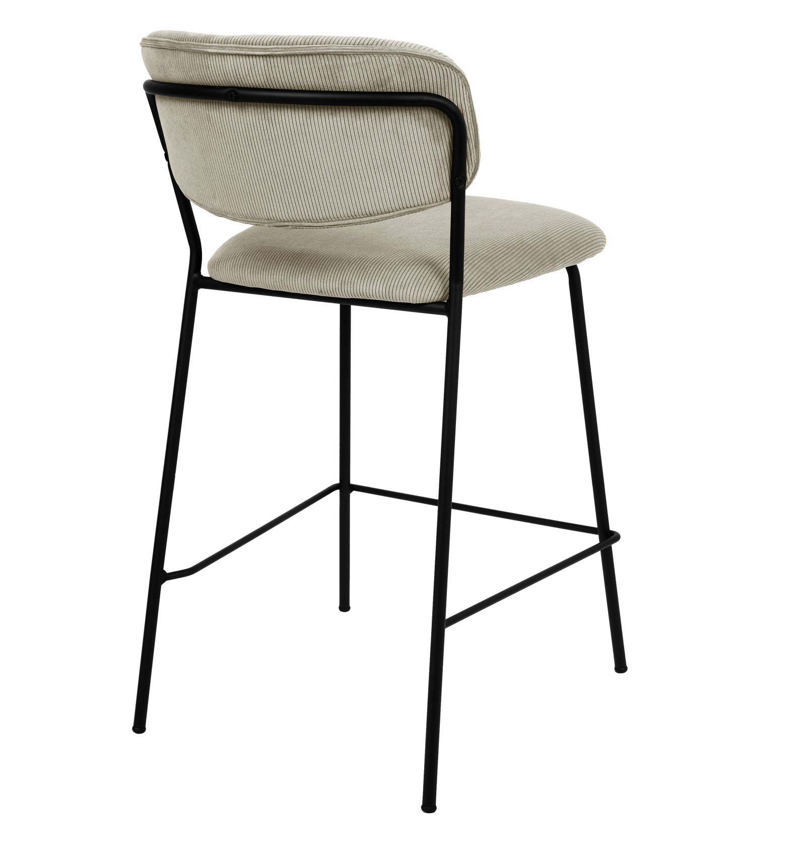 CLARA-Tabouret de bar en tissu cotelé Lin et métal noir mat (x2 ...