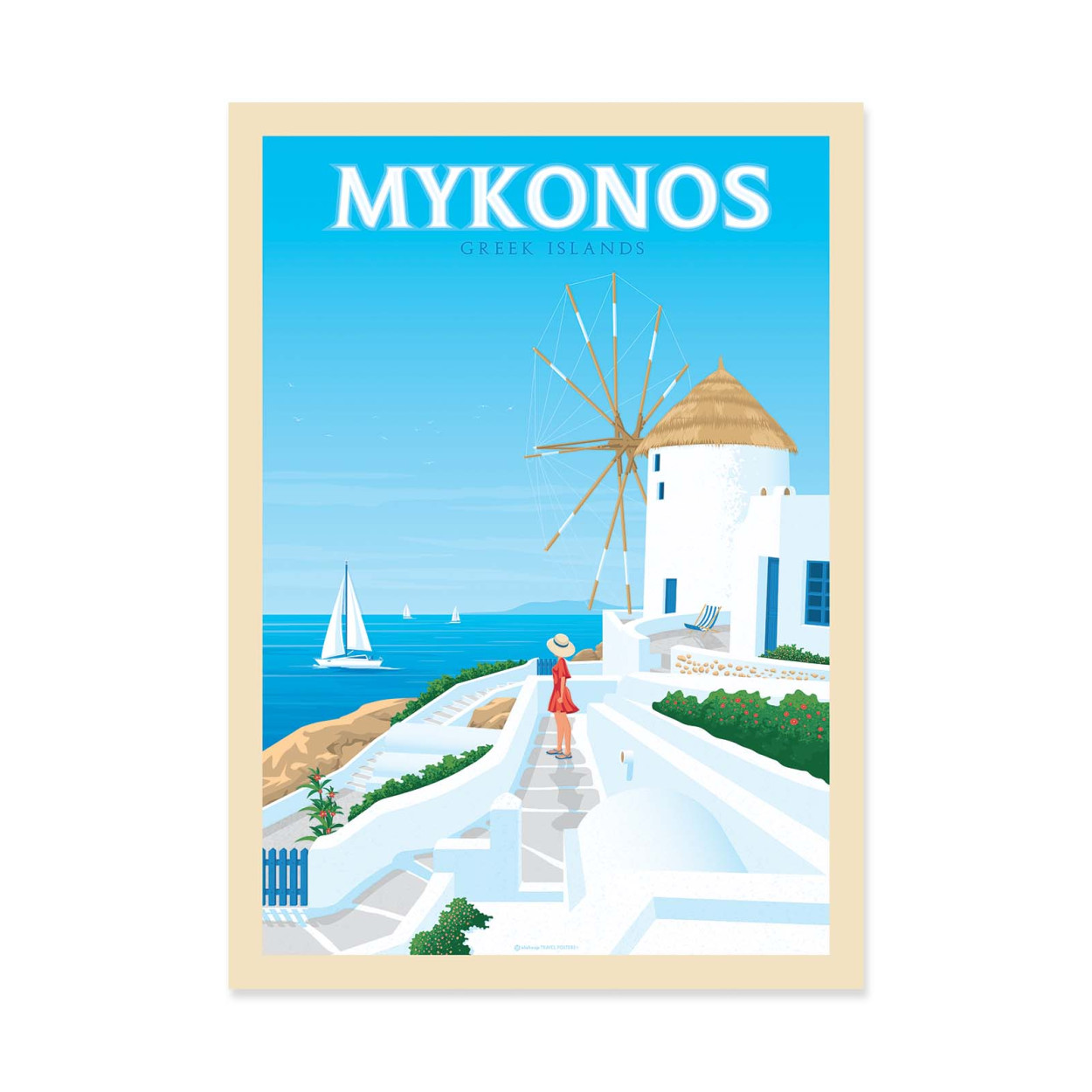 Affiche 50x70 cm - Mykonos - Olahoop Travel Posters | Leroy Merlin