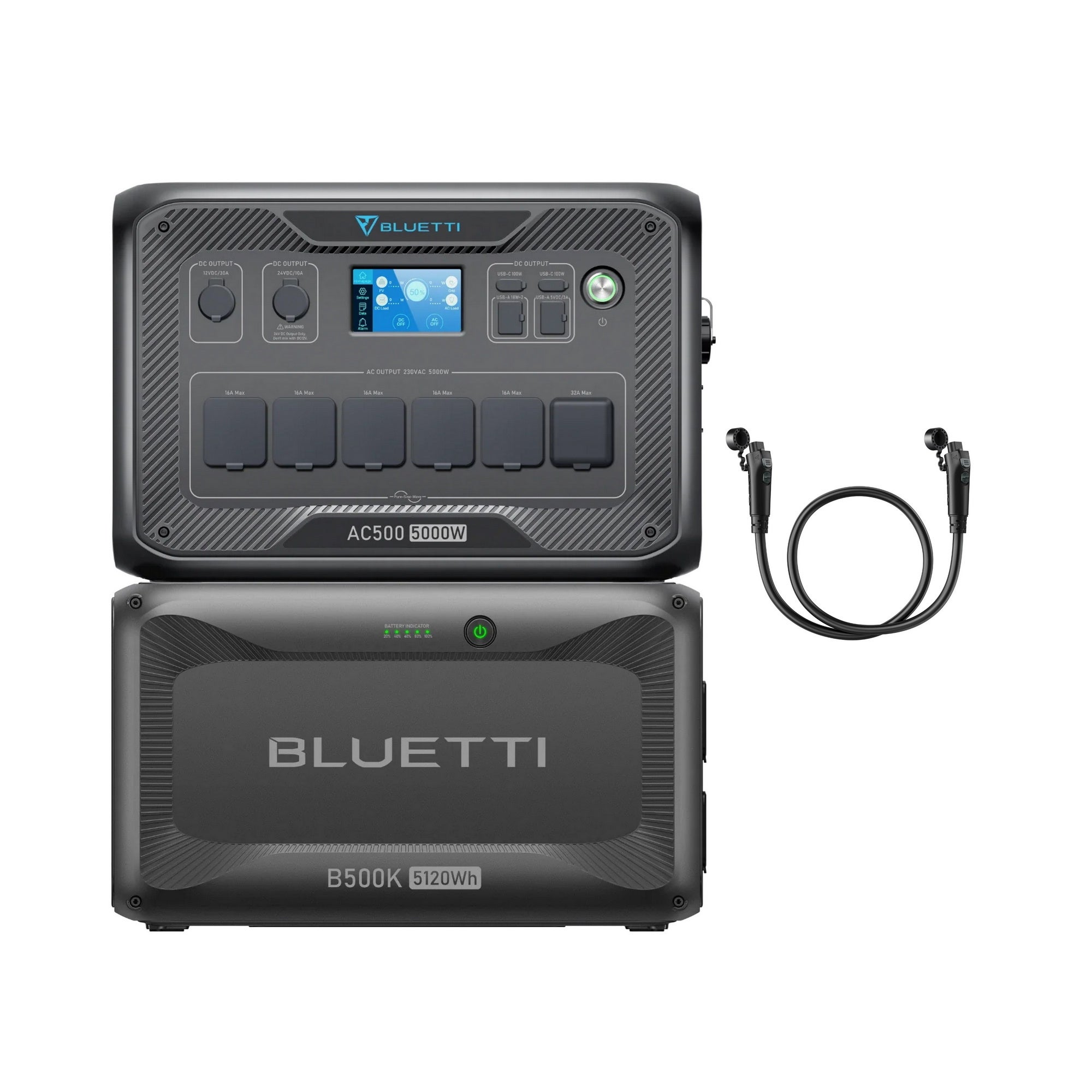 Kit BLUETTI AC500 & B500K con Cable P150D a P090D - 5120Wh, 6x5000W AC ...