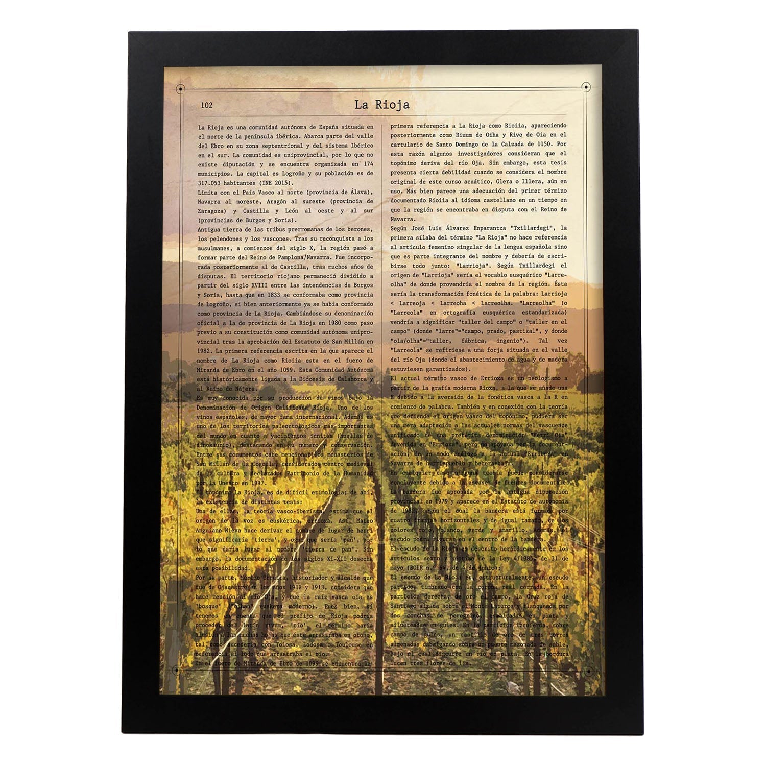 Affiche Rioja. Plaques Des Communautés Autonomes D'espagne. Cadre Noir ...