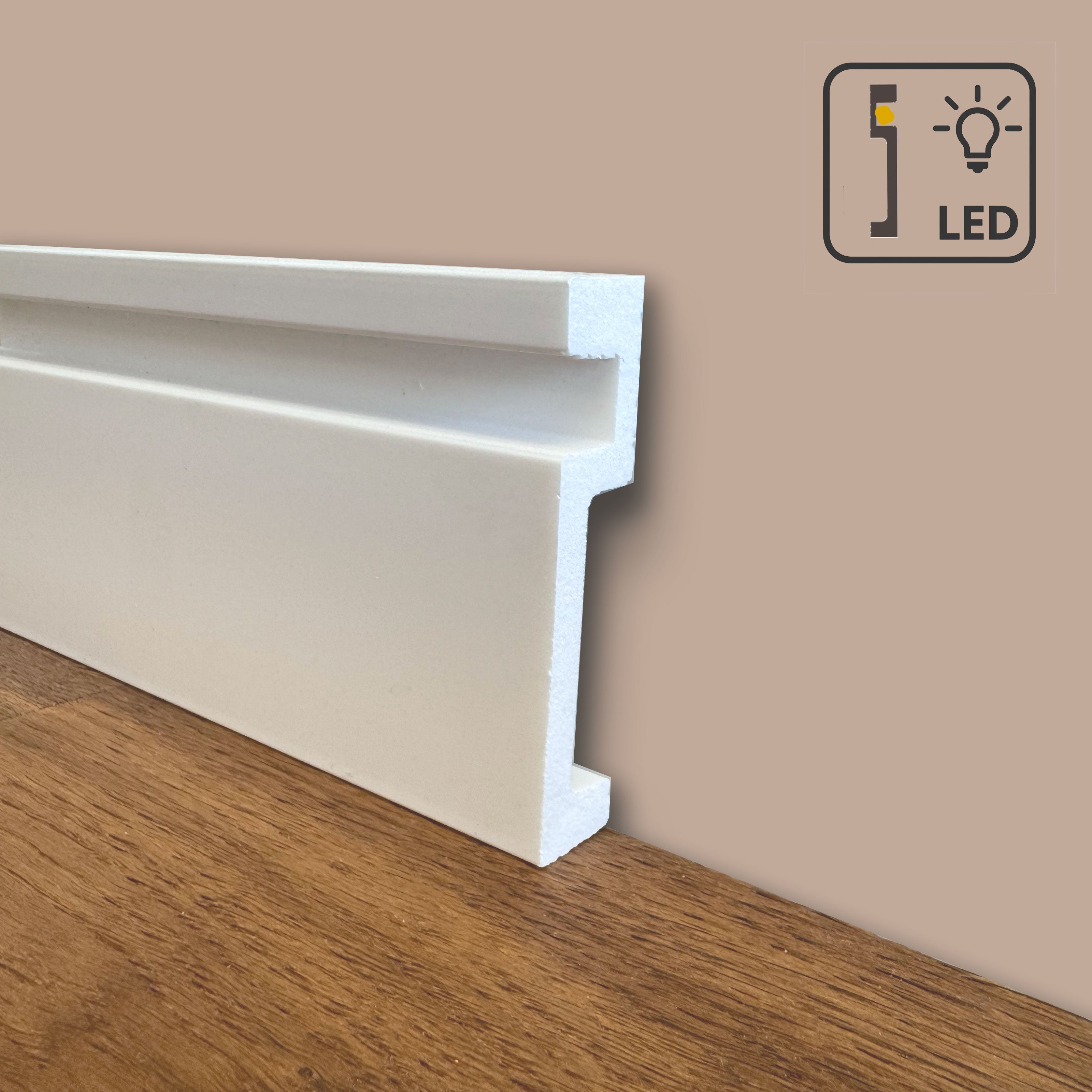 100ml de BASICBOARD línea 100x20mm POLÍMERO zócalo LED - BLANCO ...