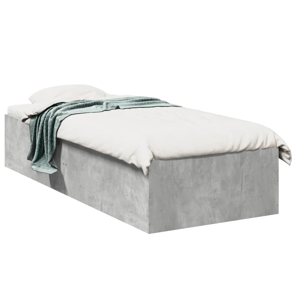 Lit simple | Lit adulte | Cadre de lit gris béton 100x200 cm bois d ...