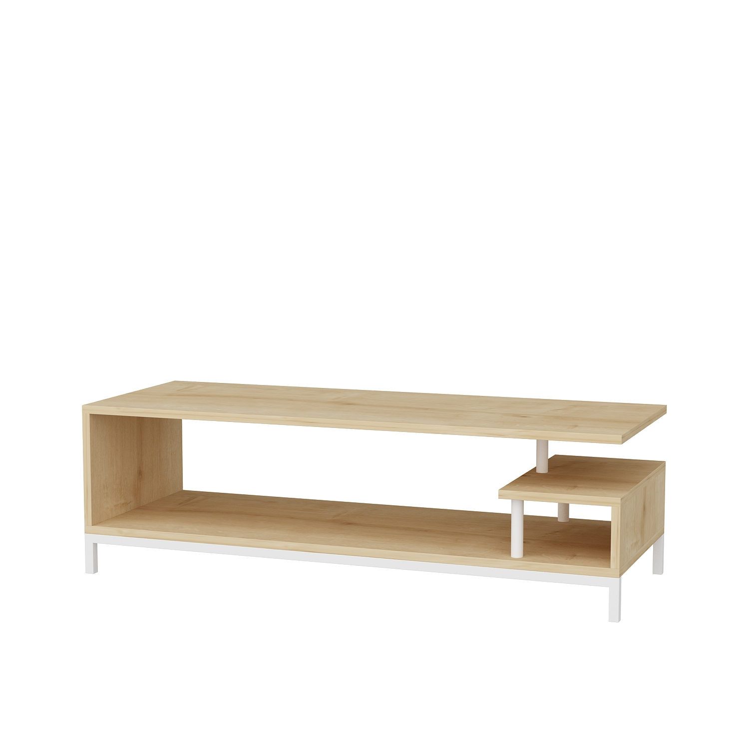 Meuble Tv design Kyrisa L120cm Métal Blanc et Bois Chêne clair | Leroy ...