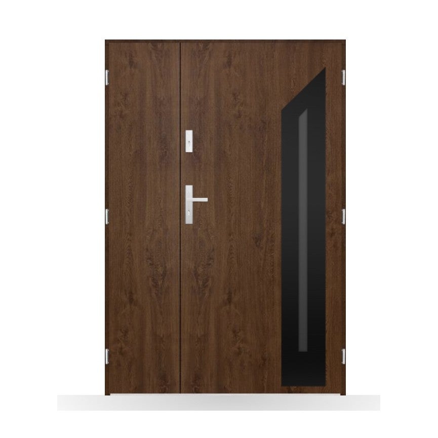 Porte d'entrée double Zélie - Couleur: Noyer - Poussant: Droit ...