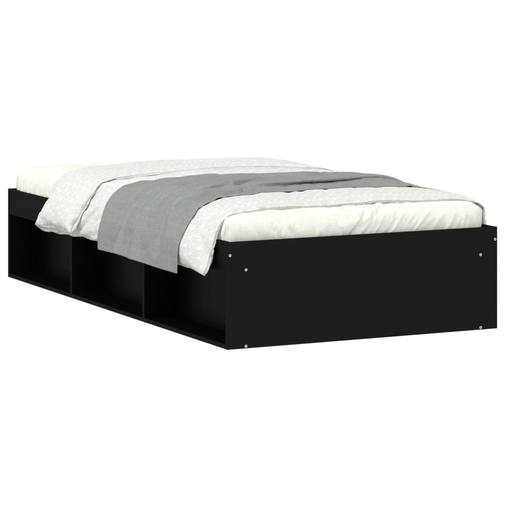 Cama individual | Cama para adultos | Estructura de cama negra 90x190 ...