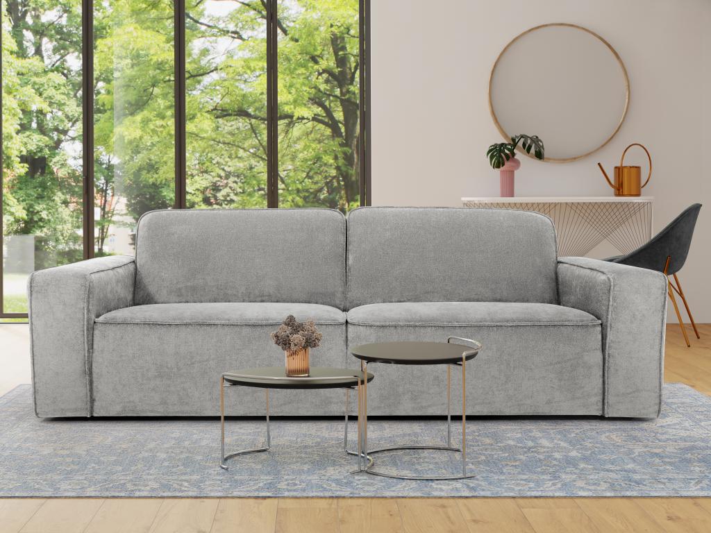 Canapé 3 places en tissu gris clair MINATA | Leroy Merlin