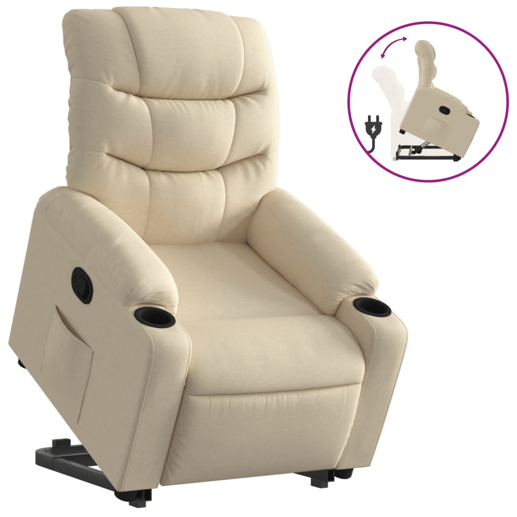 Sillón reclinable elevable de tela color crema - COMFORTXL | Leroy Merlin