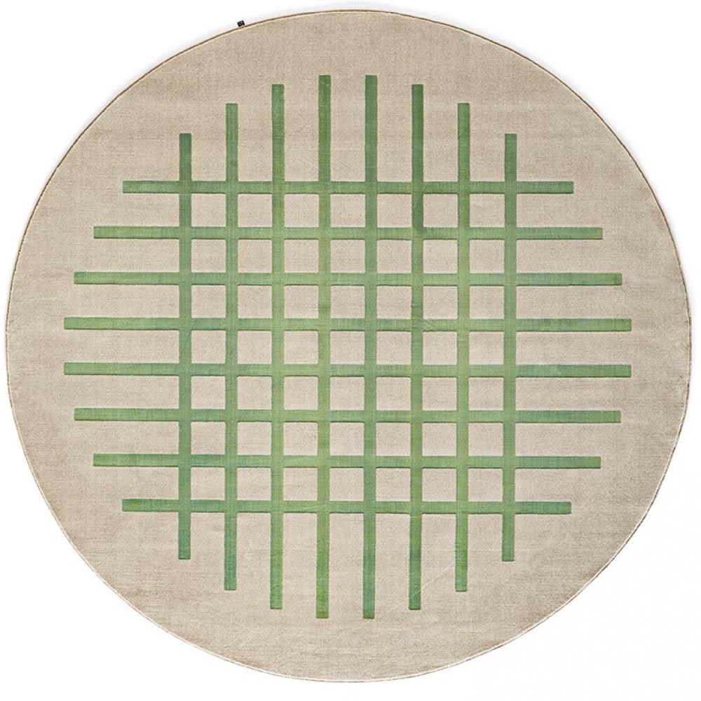 Tapis de sol rond CEK fibre synthétique fond beige motif vert | Leroy ...