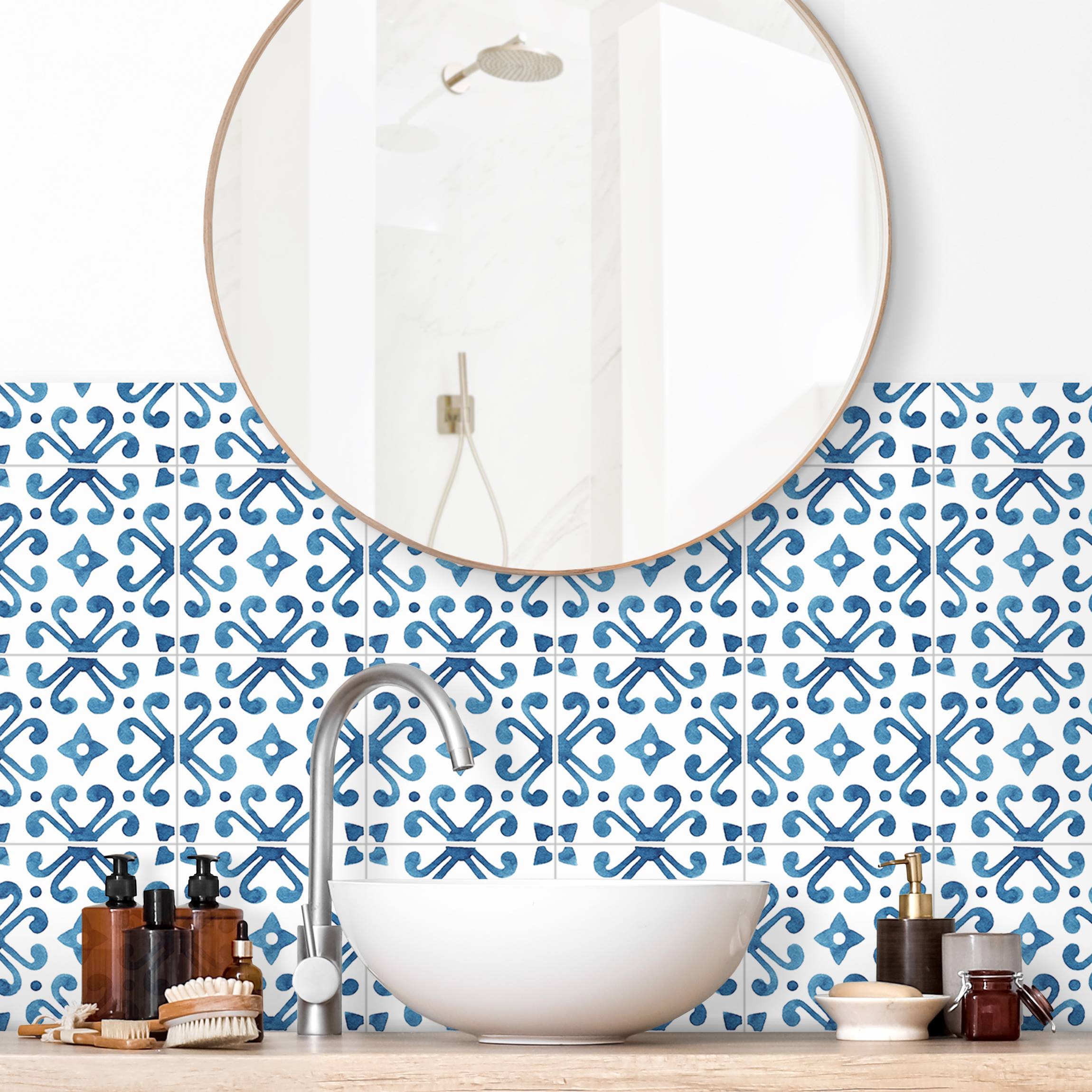 Panneau mural pour salle de bain - Carrelage aquarelle - Belém 50 x 80 ...