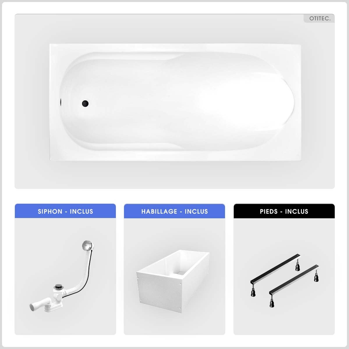 Vasca da bagno rettangolare - 140 x 70 cm - con rivestimento in ...