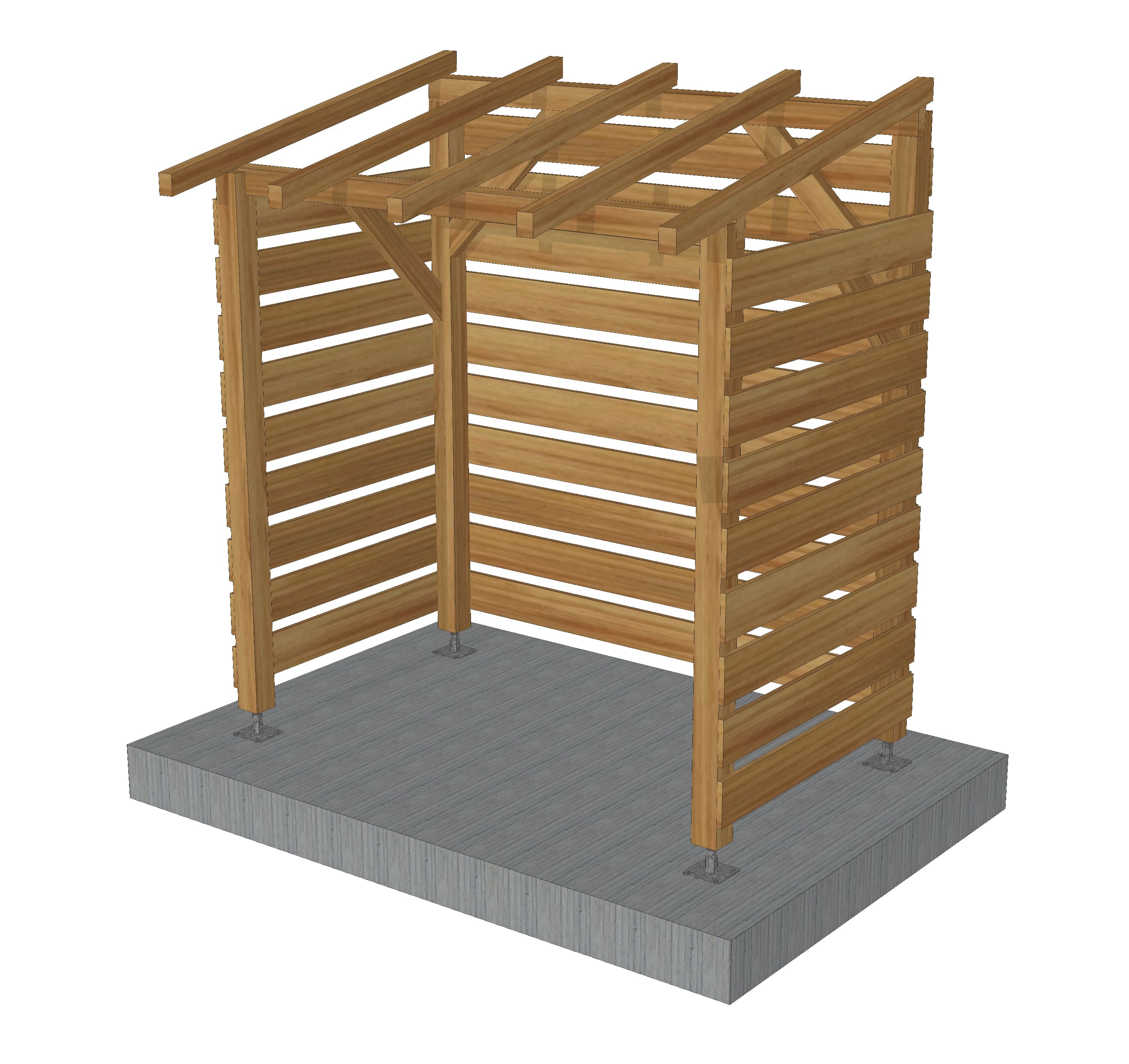 Abri bûches en bois de 2m classe 3 (bucher), non couvert & avec fond ...