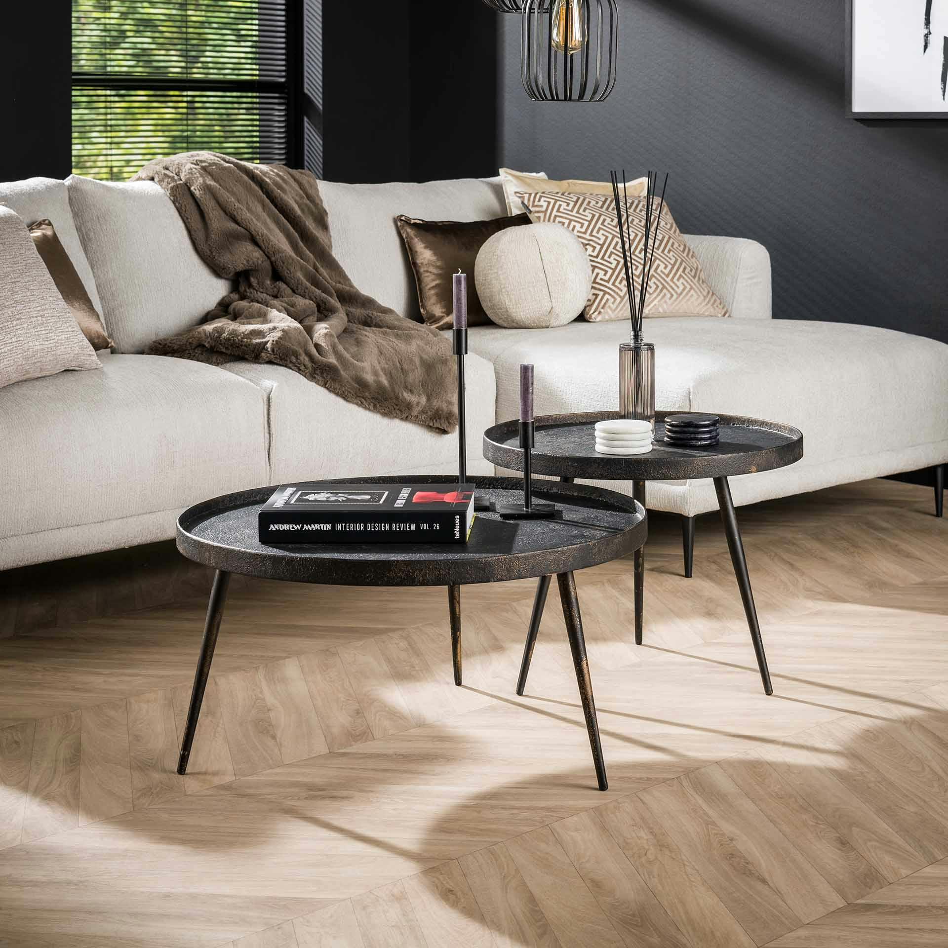 Table de salon ronde effet métal vieilli (2 pièces) RALF | Leroy Merlin