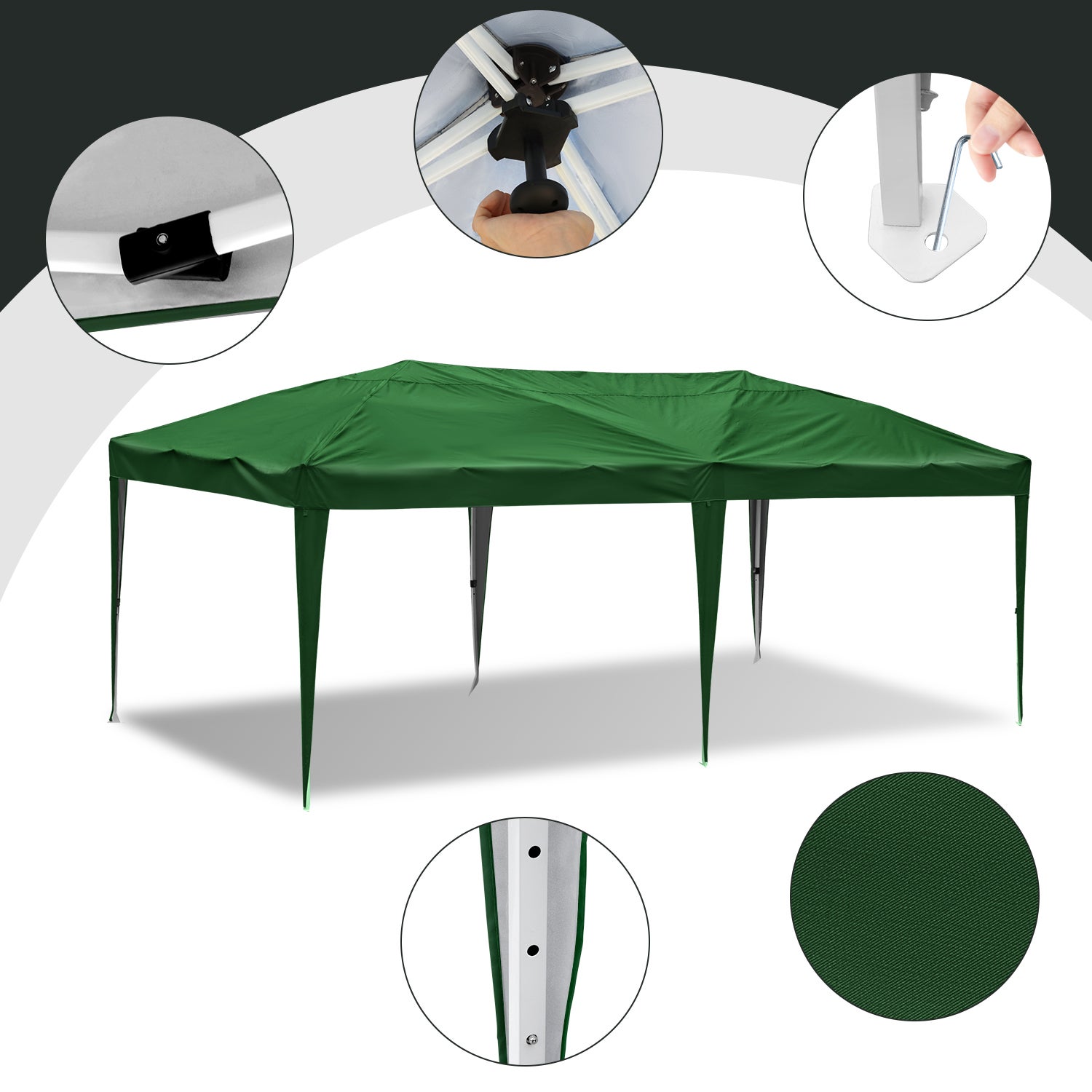 Carpa plegable para fiestas Pérgola de jardín 3x6m Verde Carpa plegable ...