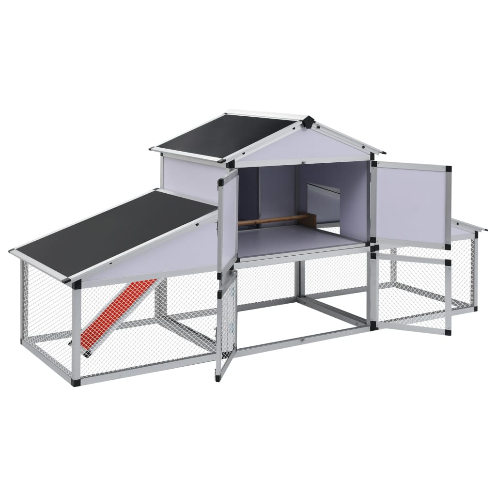 Grande cage à poules poulailler aluminium MDF avec rampes et 1 Pondoir ...