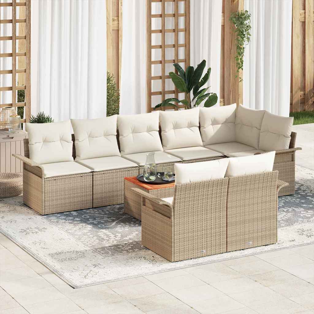 Set Divano da Giardino con cuscino 9 pcs Beige polyrattan vidaXL ...