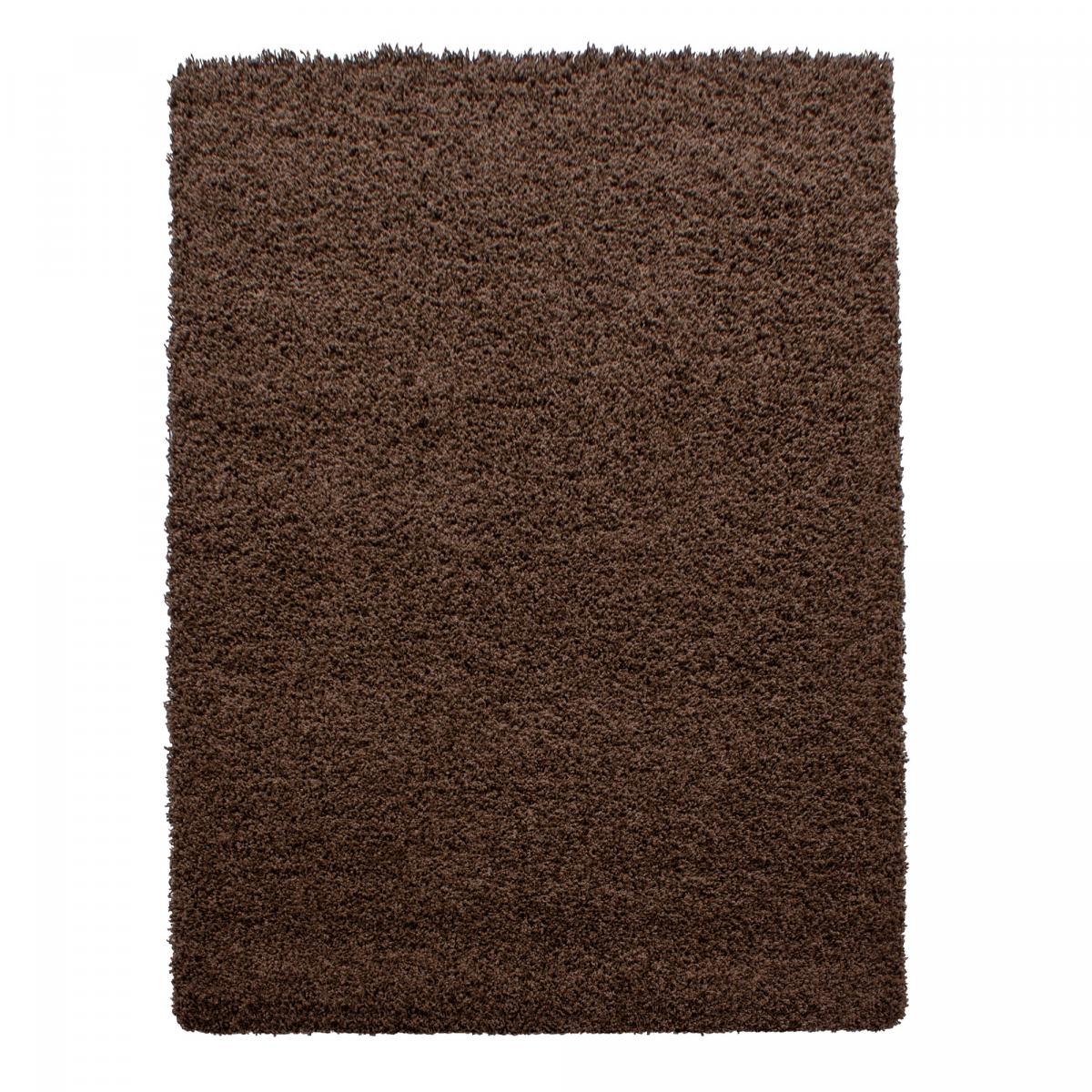Tapis poils longs shaggy 120x170 rectangle tissé marron motif uni UNI L | Leroy Merlin