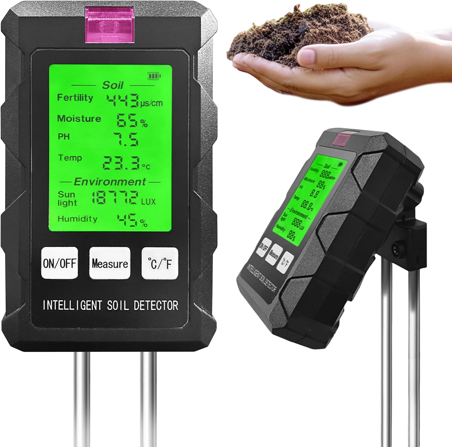 Testeur de pH du Sol 6 en 1, Testeur pour Humidité/Fertilité/pH ...