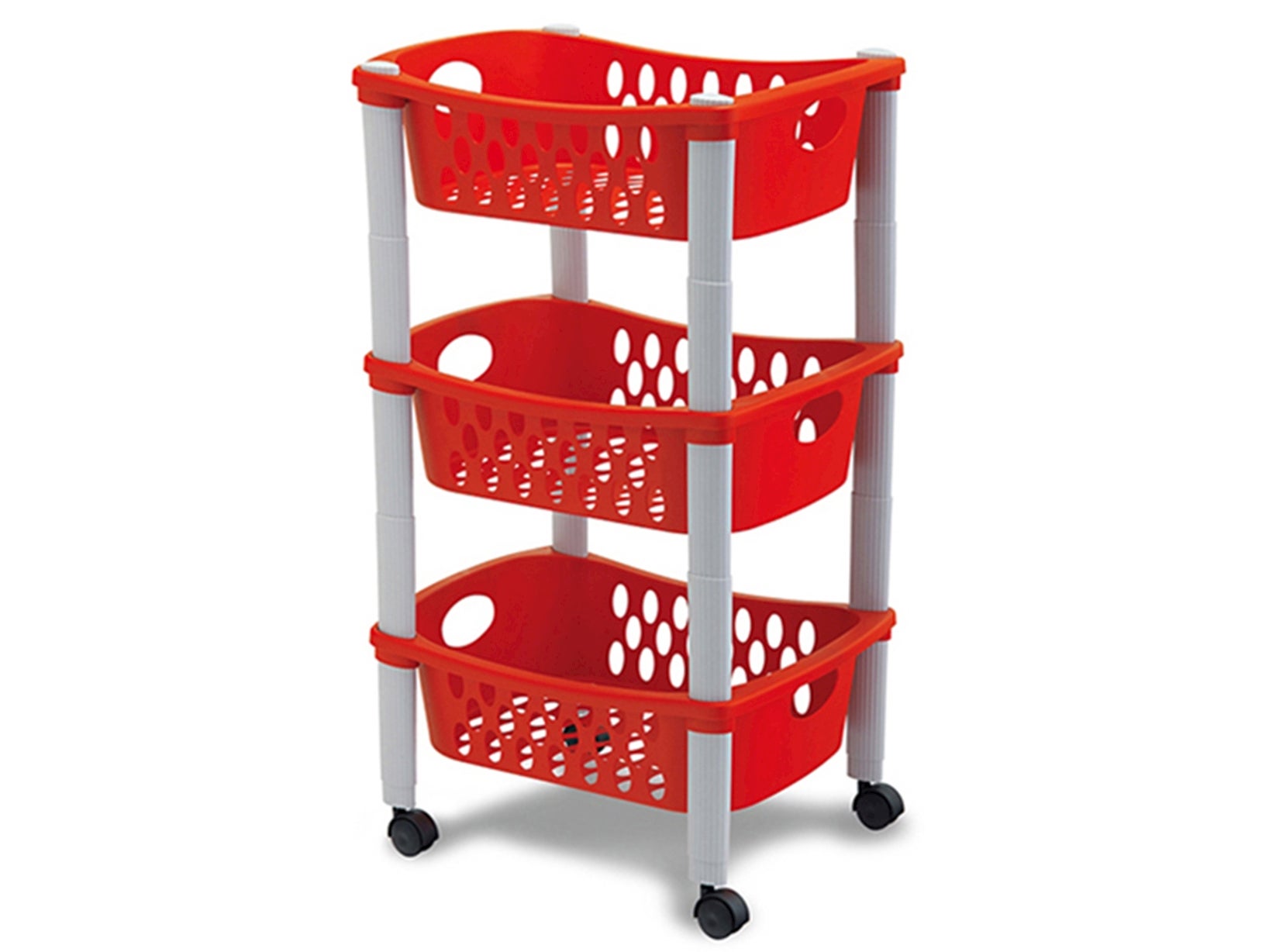 Chariot 3 Paniers Otello En Polypropylène Rouge Avec Roues. Fabriqué en ...