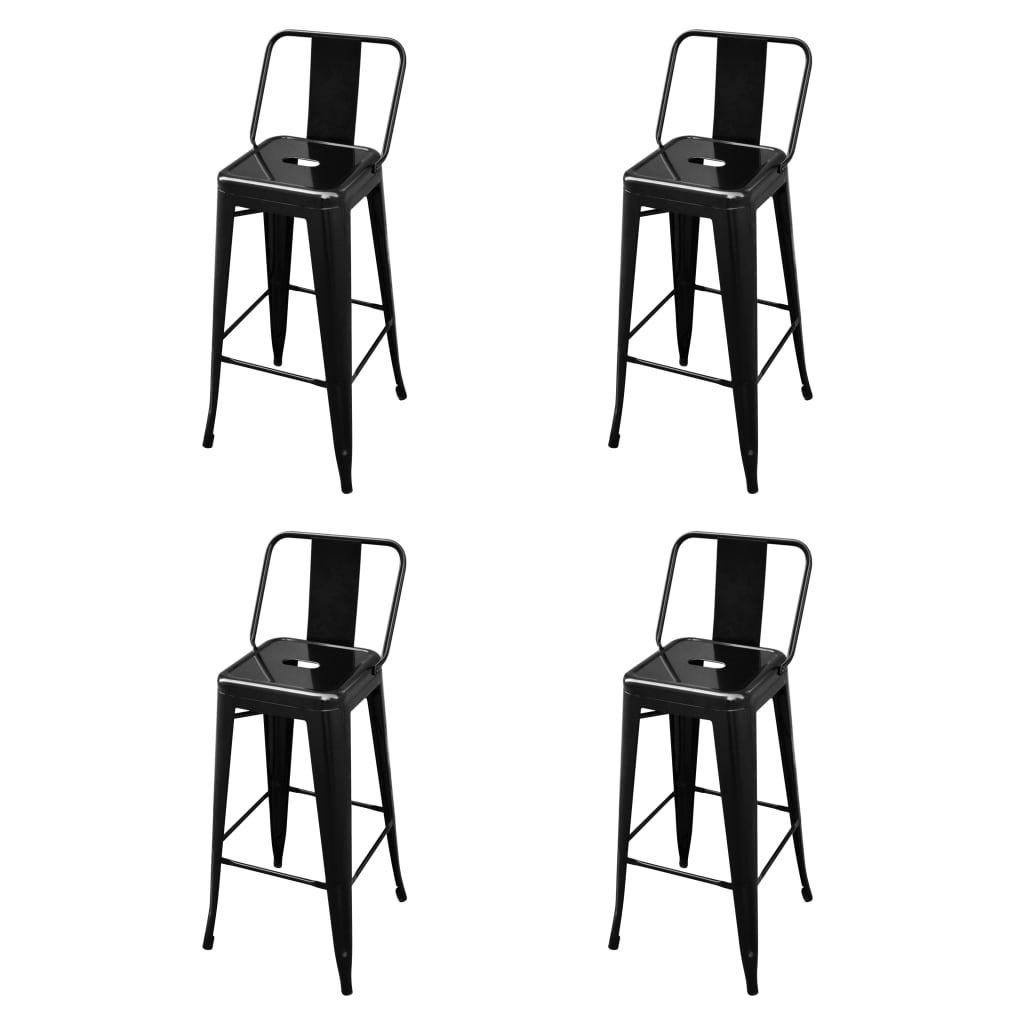 Taburetes de cocina 4 unidades acero negro vidaXL | Leroy Merlin