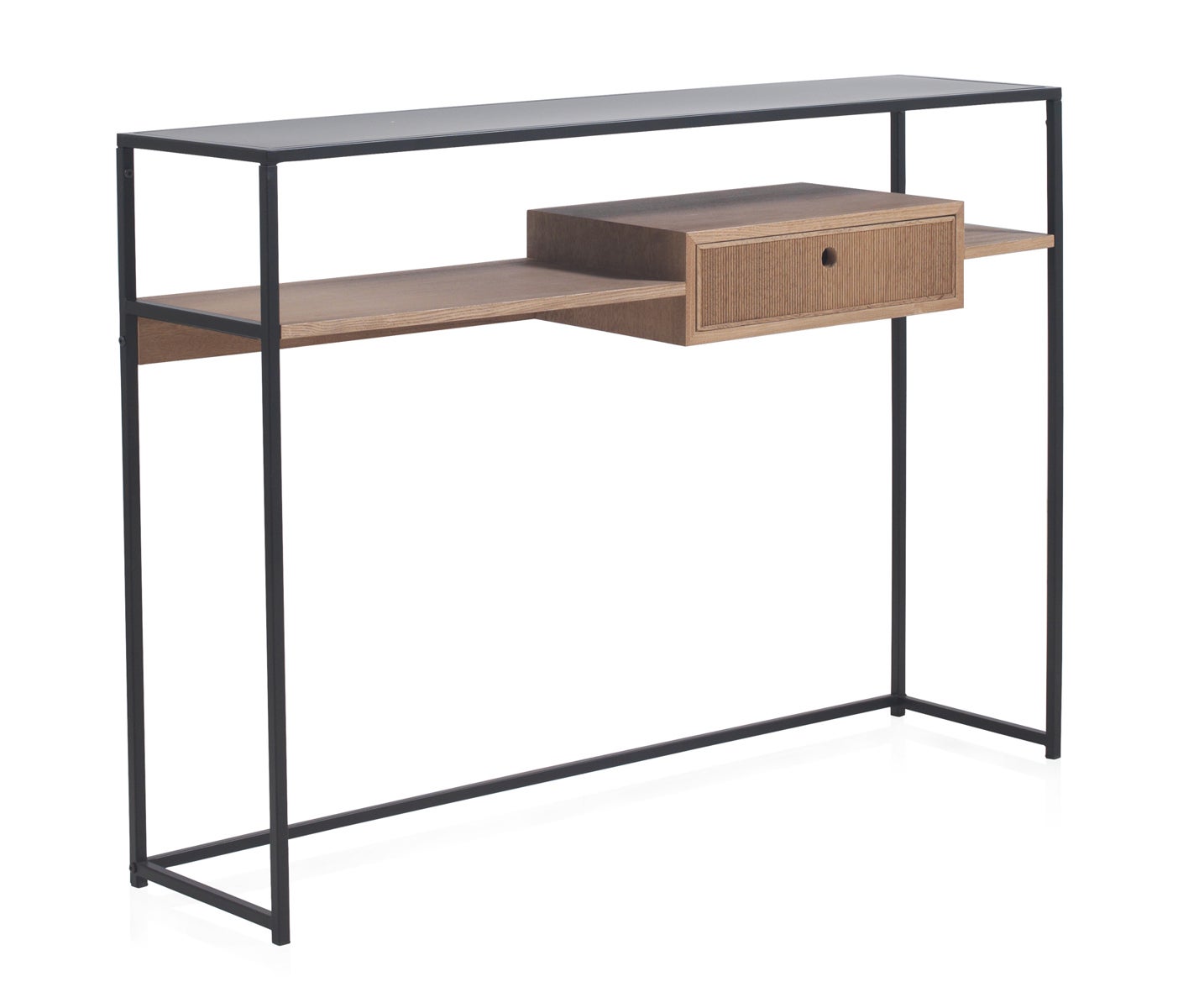 Console en frêne avec tiroir et structure en métal | Leroy Merlin