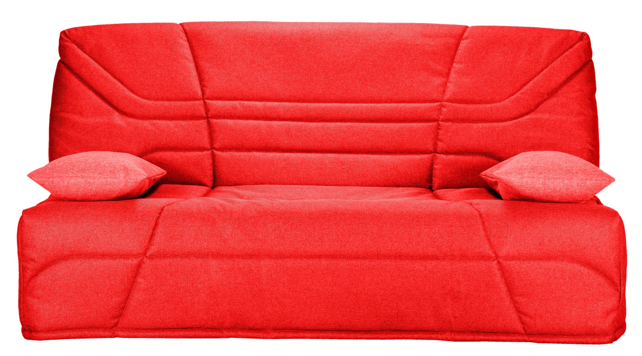 Canapé clic clac tissu avec rangement matelas Bultex 14cm Bakoa 193cm ...