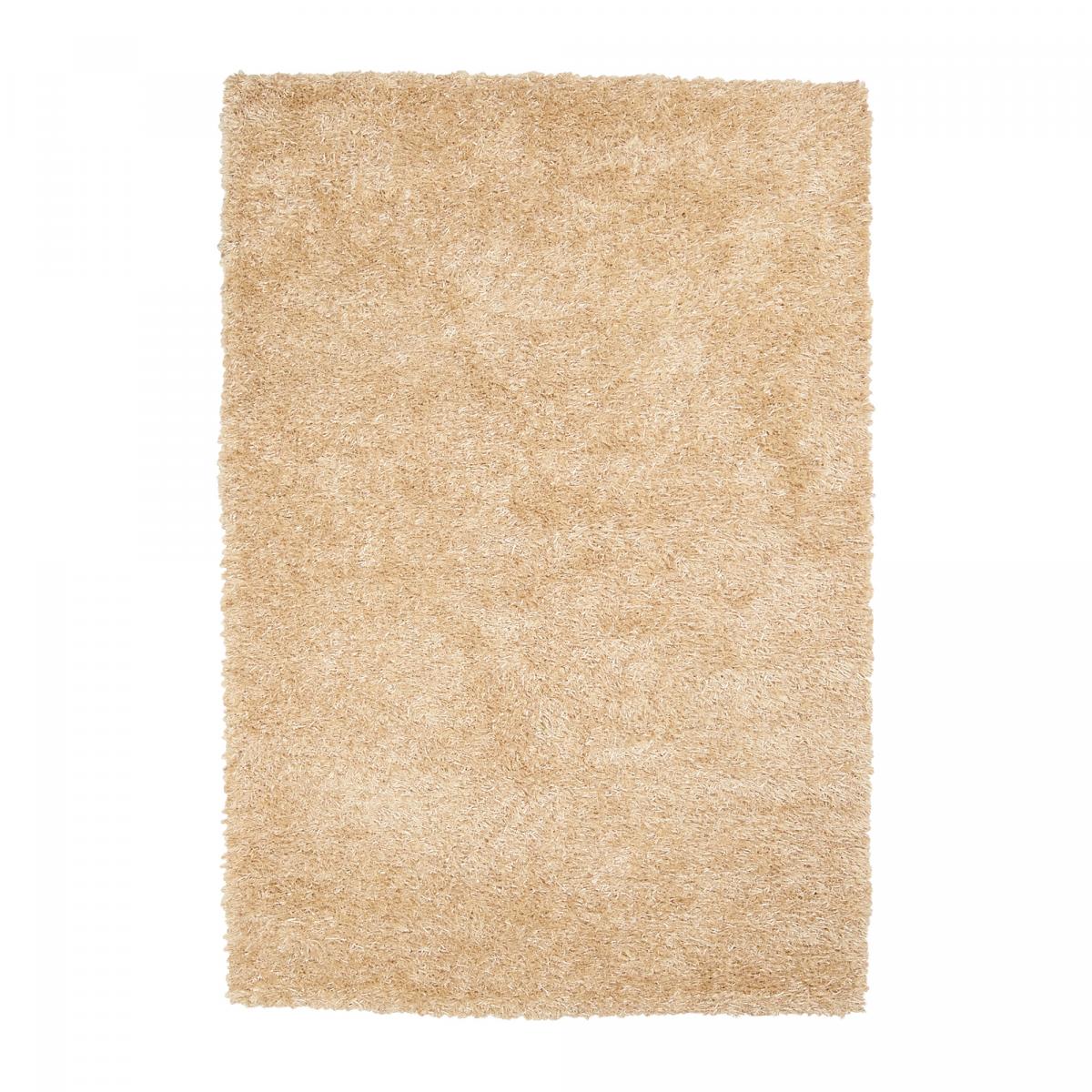Alfombra Shaggy 160x230 rectangular hecha a mano color beige liso ...