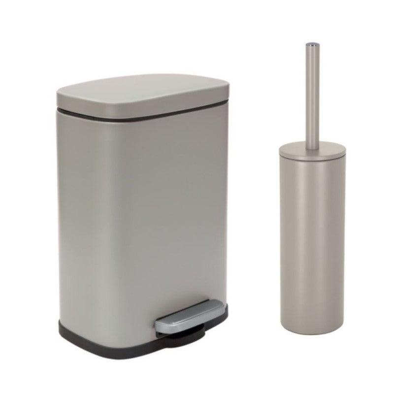 Juego de papelera con pedal y escobilla 5L AKIRA Matt Topo Spirella ...