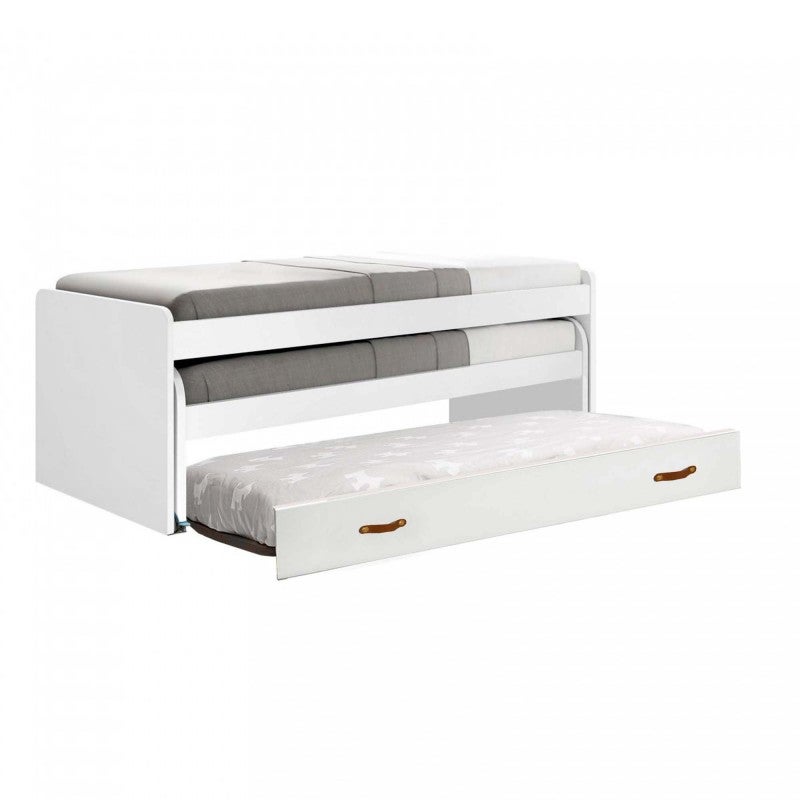 Cama triple aglomerado blanco + somieres y colchones 90x200cm | Leroy ...