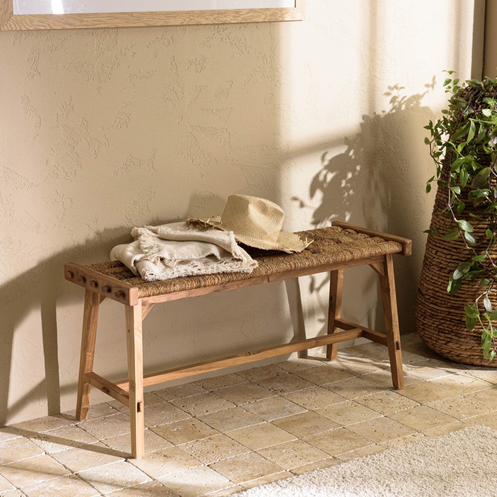 SIXTINE - Banc 100x36cm assise en tissage d'abaca naturel | Leroy Merlin