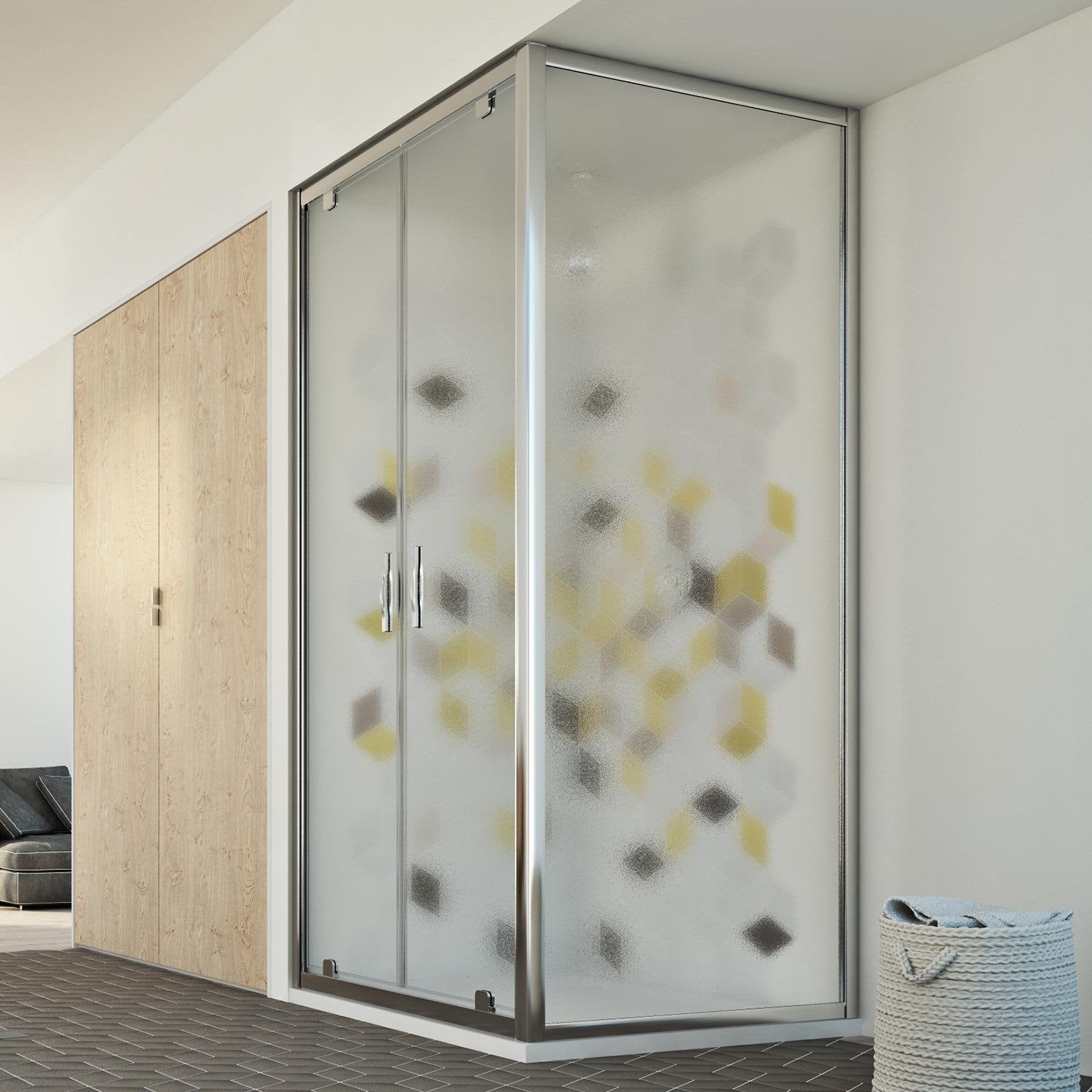 Cabine douche 75x130 Ouv. 130 CM 198 Opaque mod. Cristal Duo 2 Portes ...