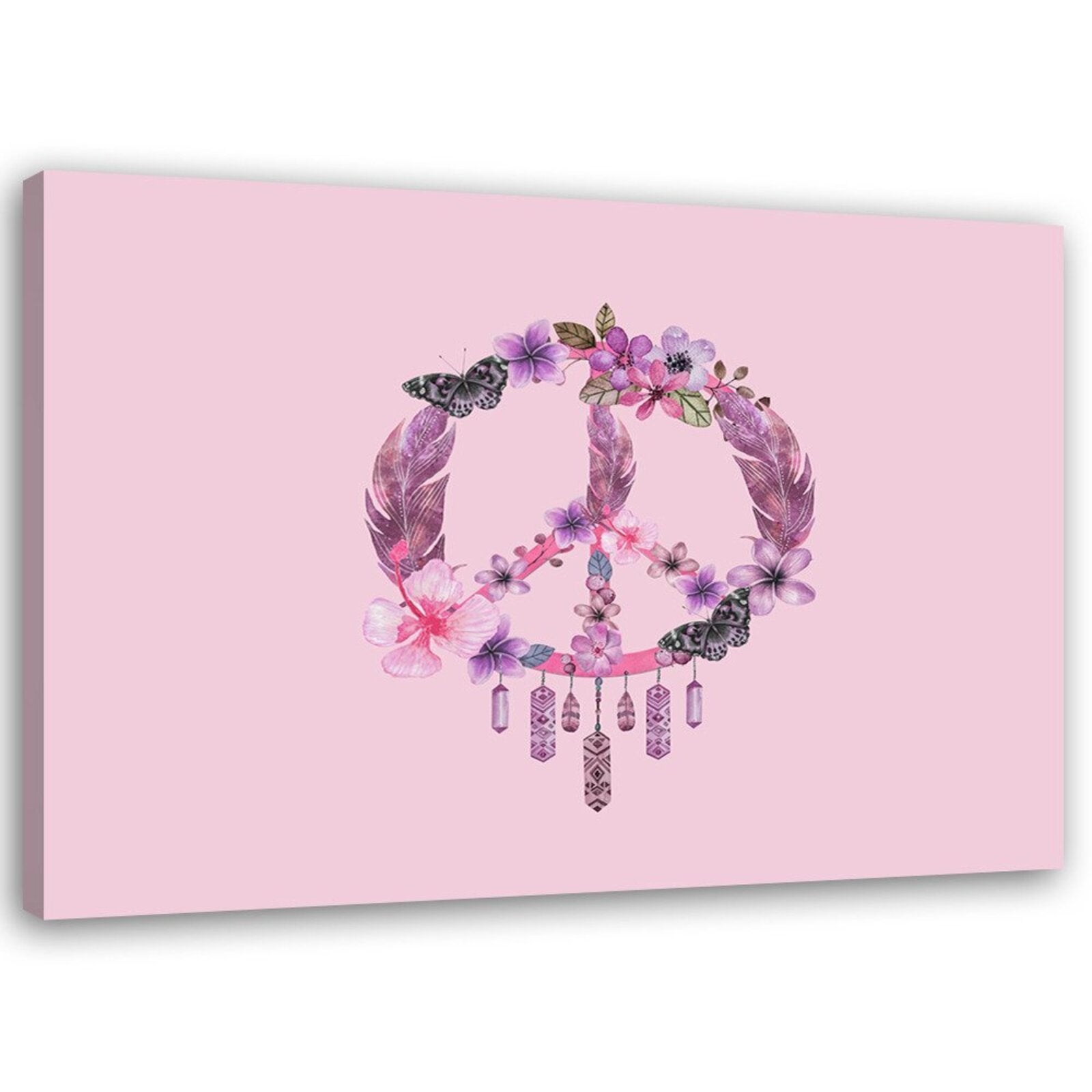 Tableau signe de paix avec des plumes boho - 60 x 40 cm | Leroy Merlin