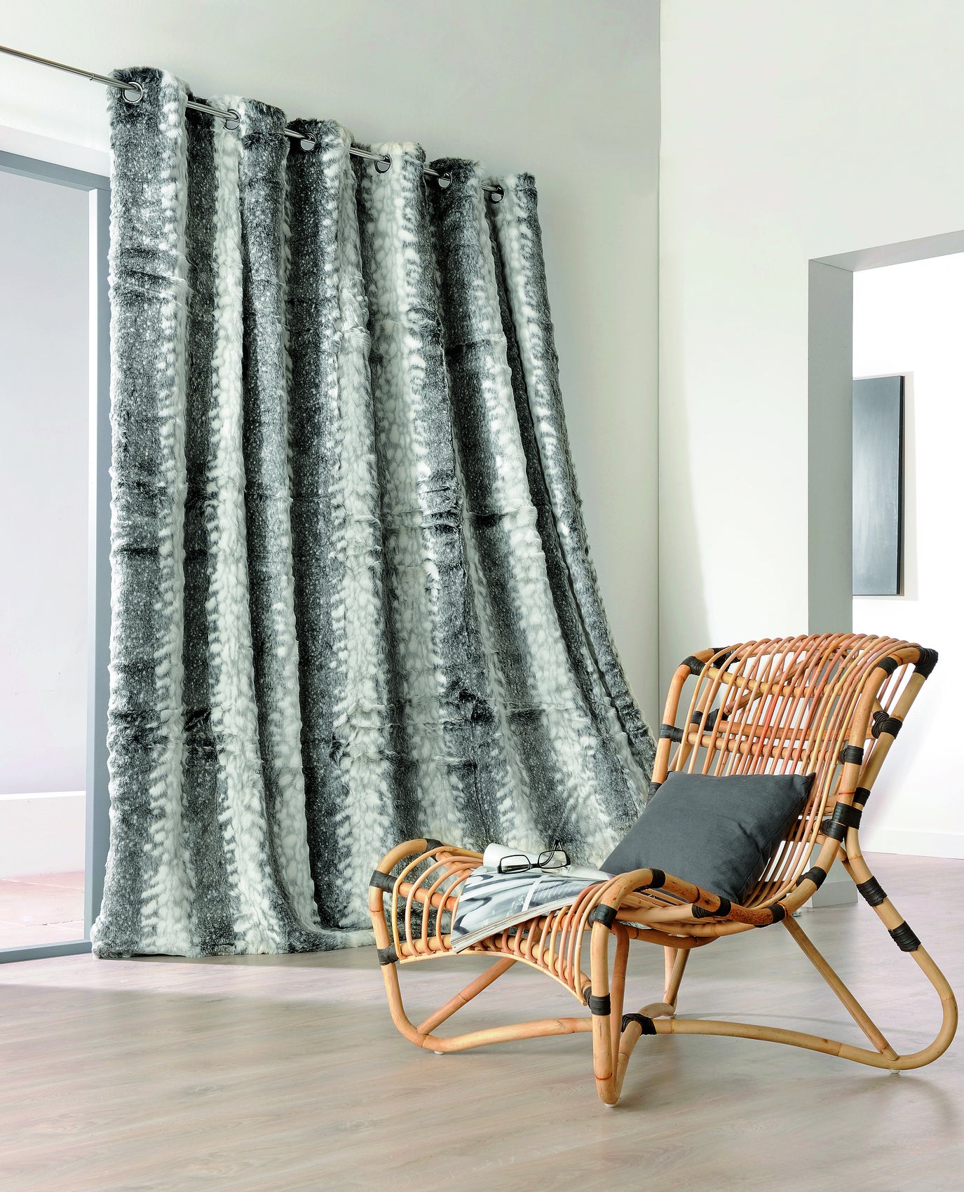 Rideau épais Imitation Fourrure - Gris clair - 230x250 cm - Polyester ...