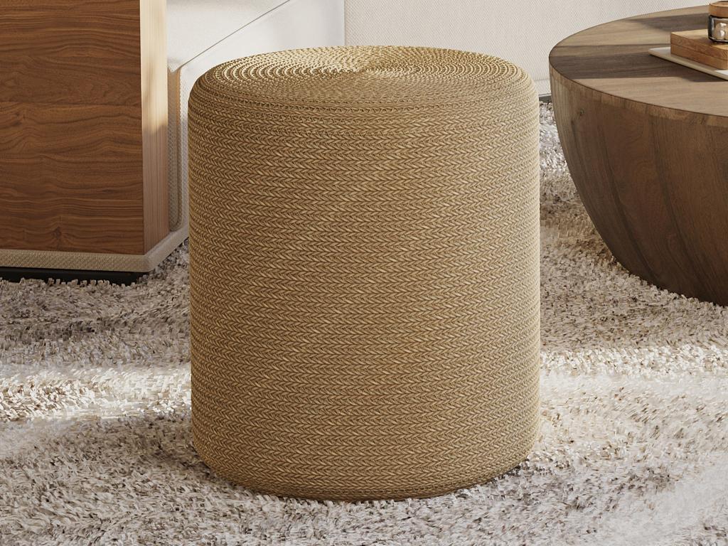 Puf redondo de ratán claro CALDERA | Leroy Merlin