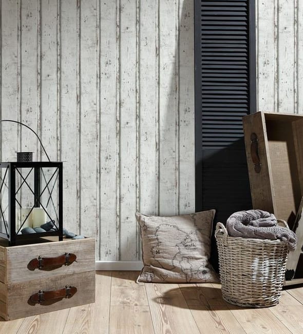 Papier Peint Vinyle Lessivable Planche De Bois Vieilli Blanc Zahora