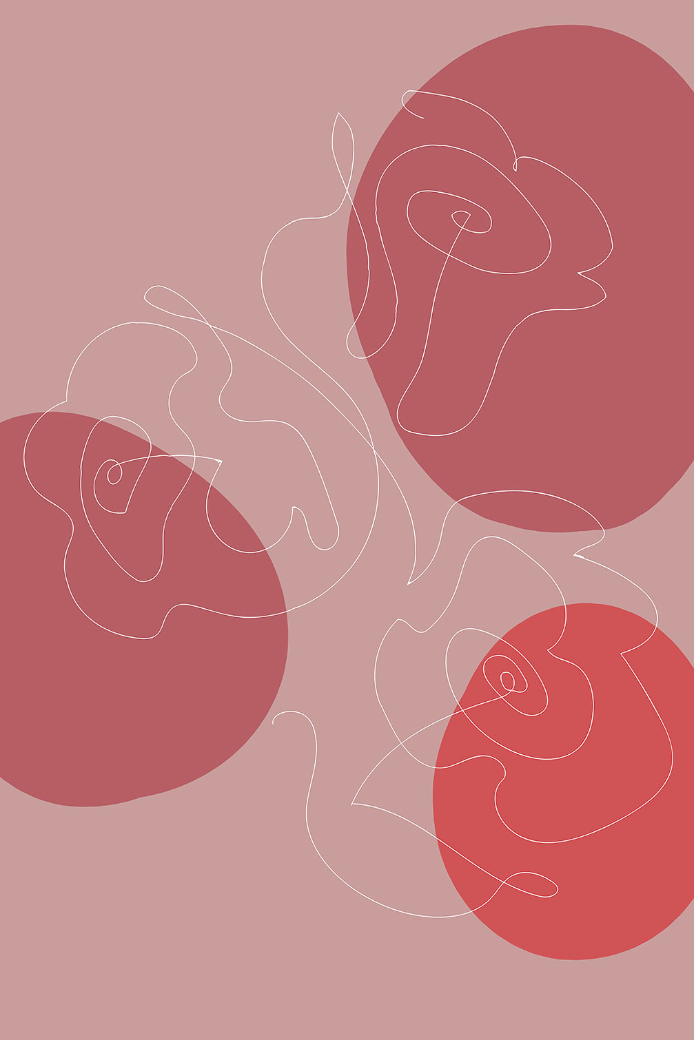 Tableau Line art et courbe rose - 40x60cm | Leroy Merlin