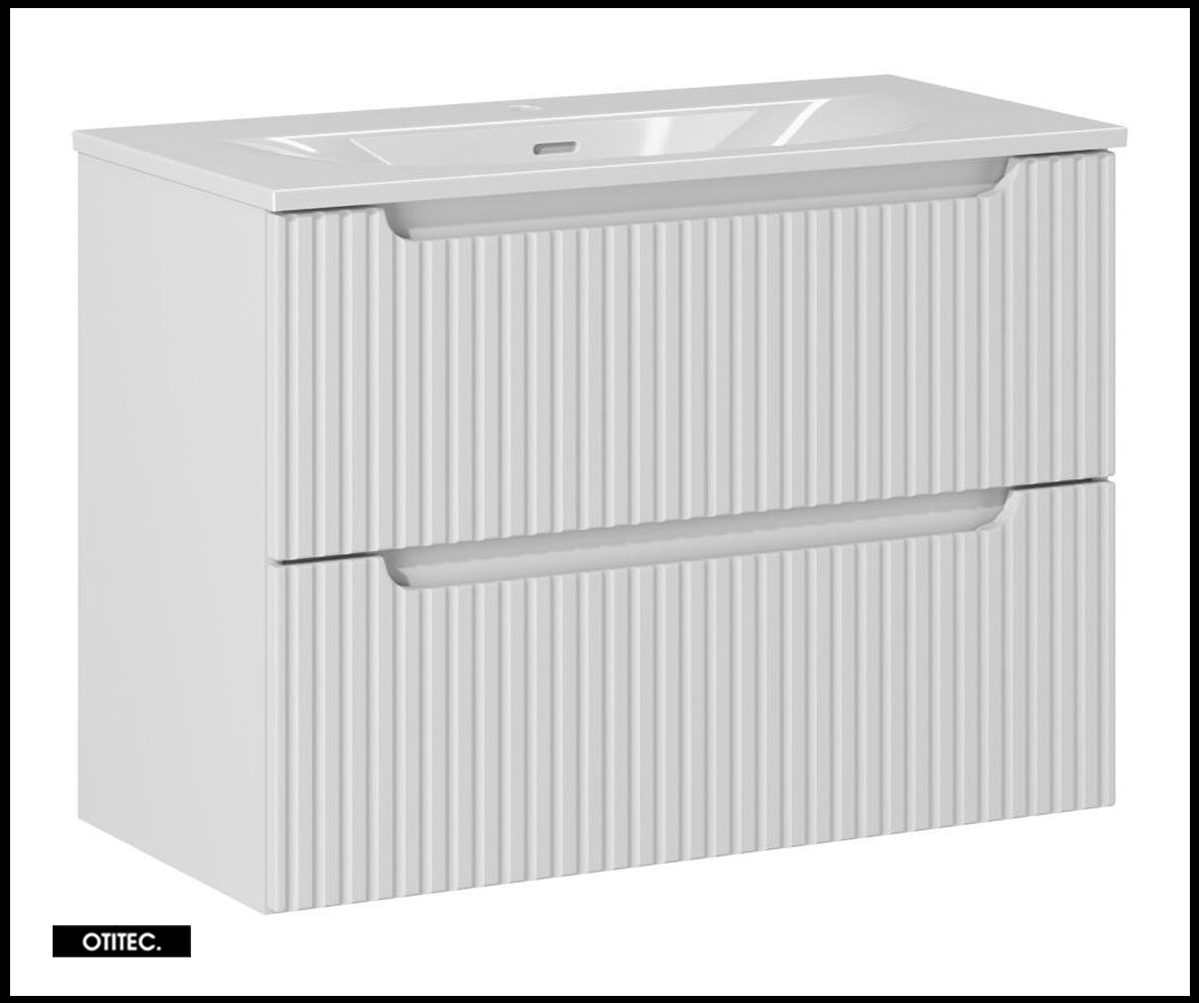 Mueble bajo lavabo de 80 cm - Con lavabo empotrable - Blanco - 2 ...
