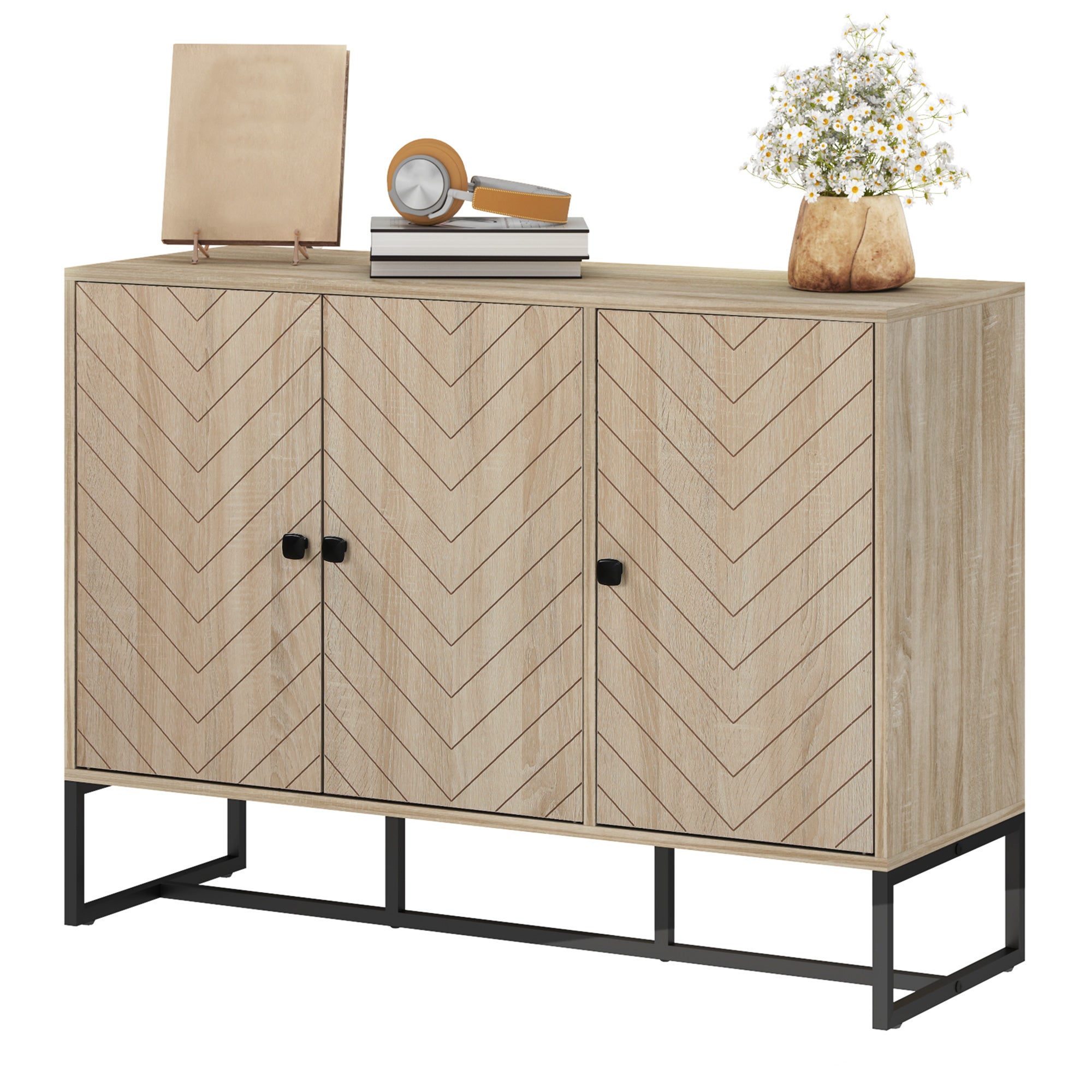Buffet de Salon - Dimensions 108 x 40 x 80 cm - 2 portes, avec étagères ...