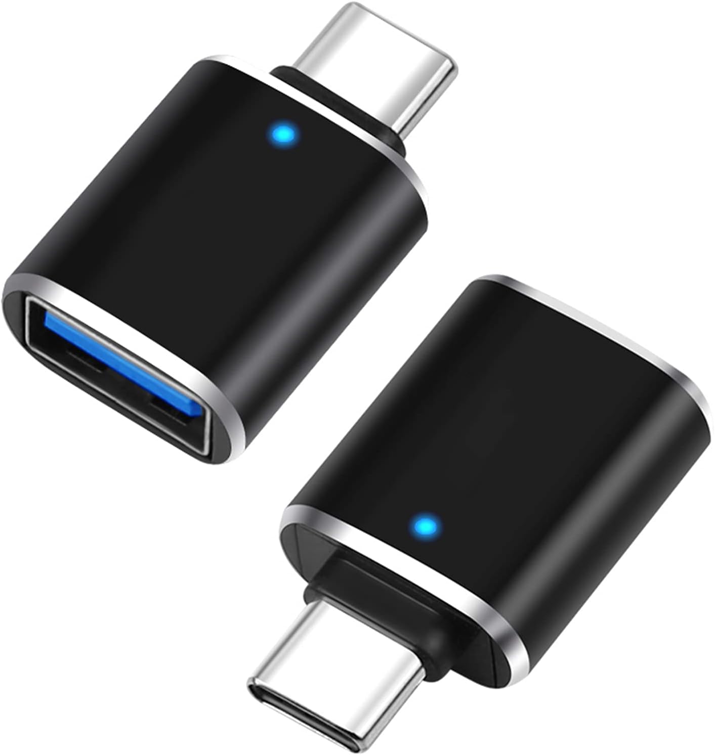 Lot de 2 Noir Adaptateur USB C vers USB OTG 3.0 - USB Type C Male vers ...