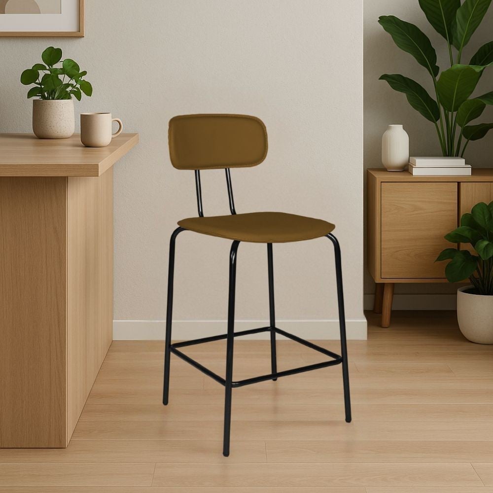 Sgabello Glami bioclimático en pvc efecto cuero marrón con estructura ...